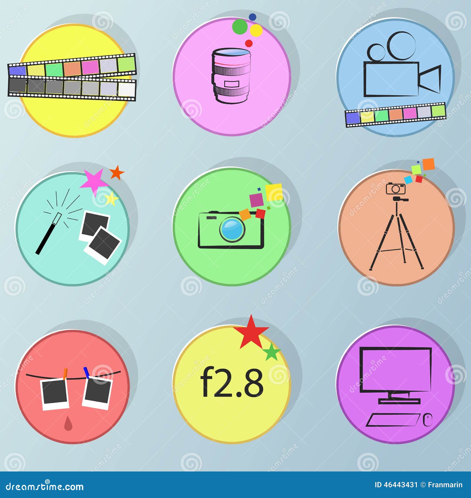 Color icon set photography stock illustration. Illustration of ...