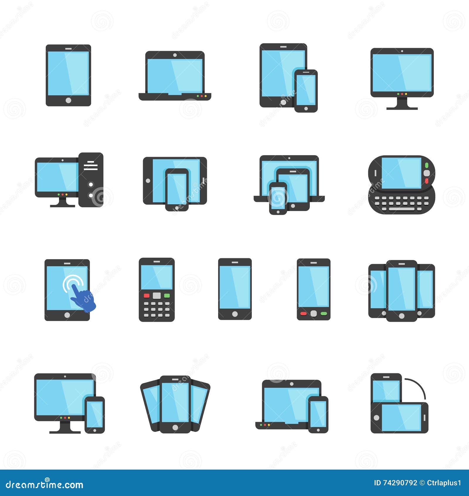 Color Icon Set - Responsive Devices Stock Vector - Illustration of page ...