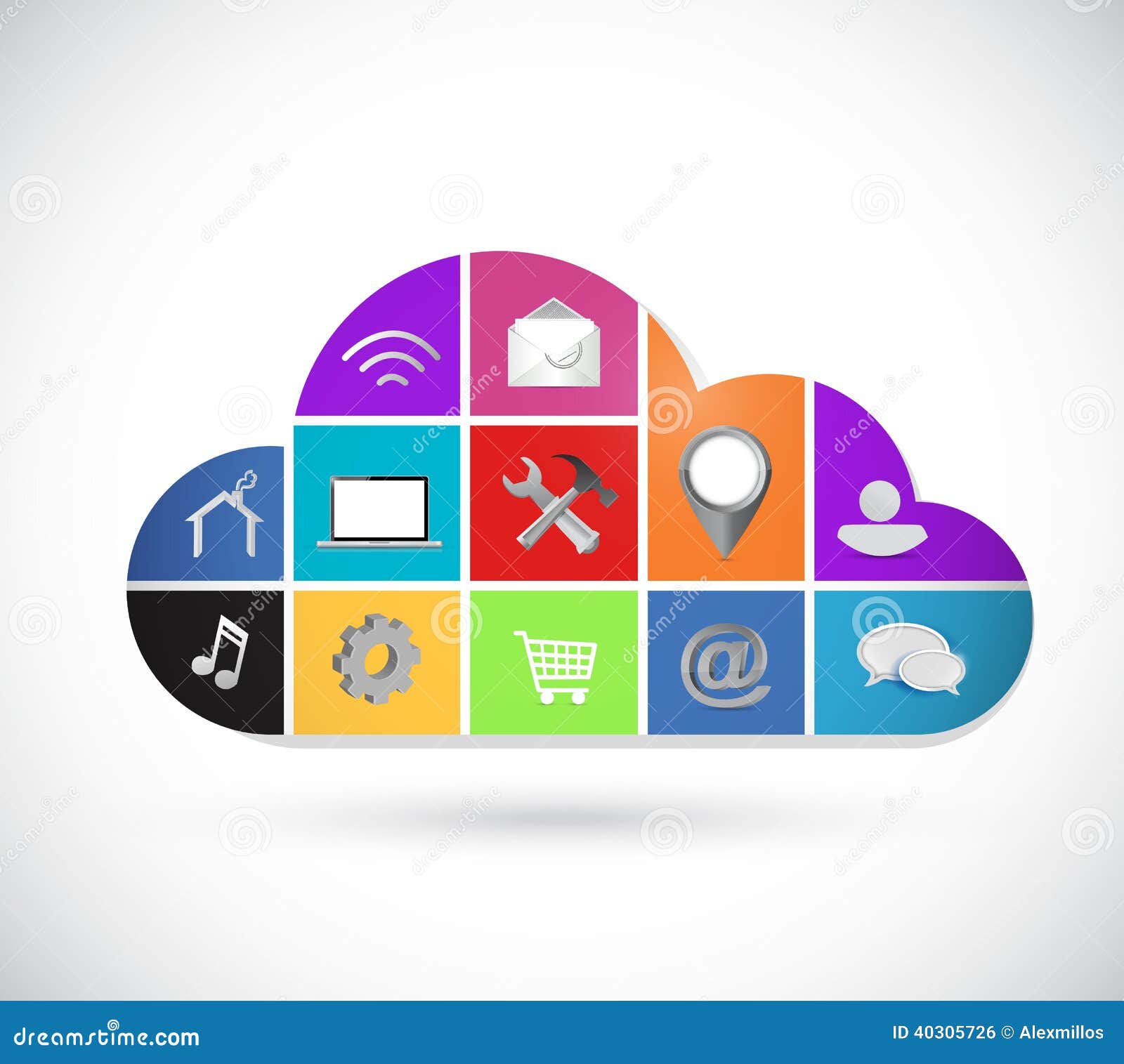 Color Icons Cloud Computing Illustration Design Stock Illustration ...