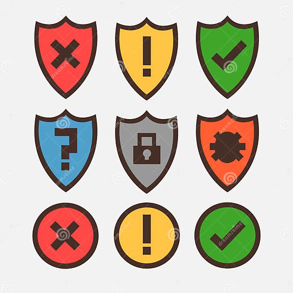 Concept of Icons for Antivirus Programs, Shields with Safety and Danger ...