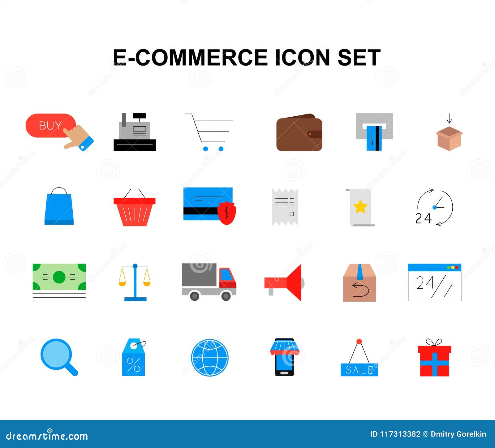 Color Icons Set. E-commerce Pack Stock Vector - Illustration of promo ...