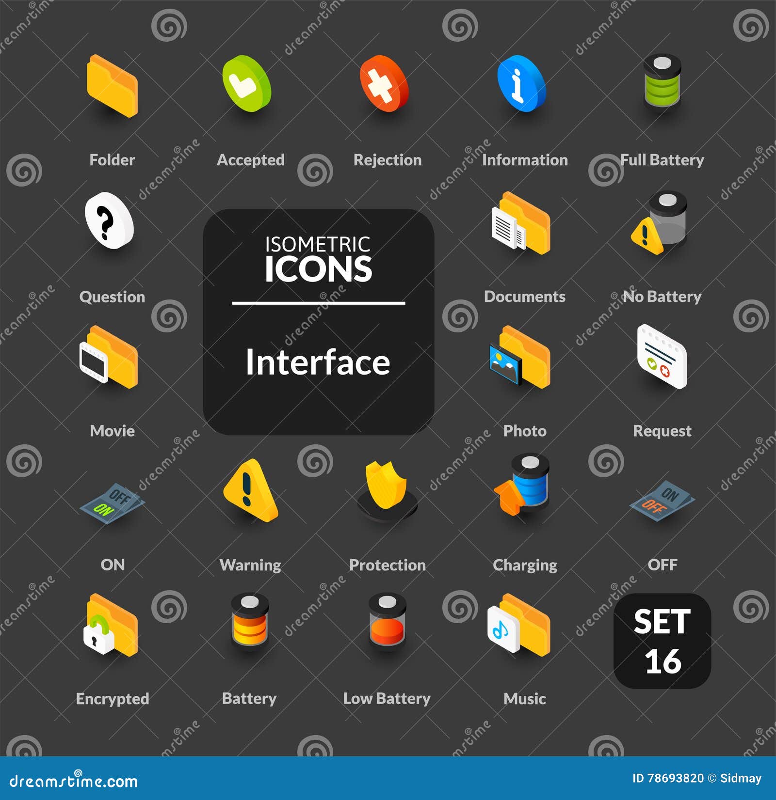 Color Icons Set in Flat Isometric Illustration Style, Vector Collection ...