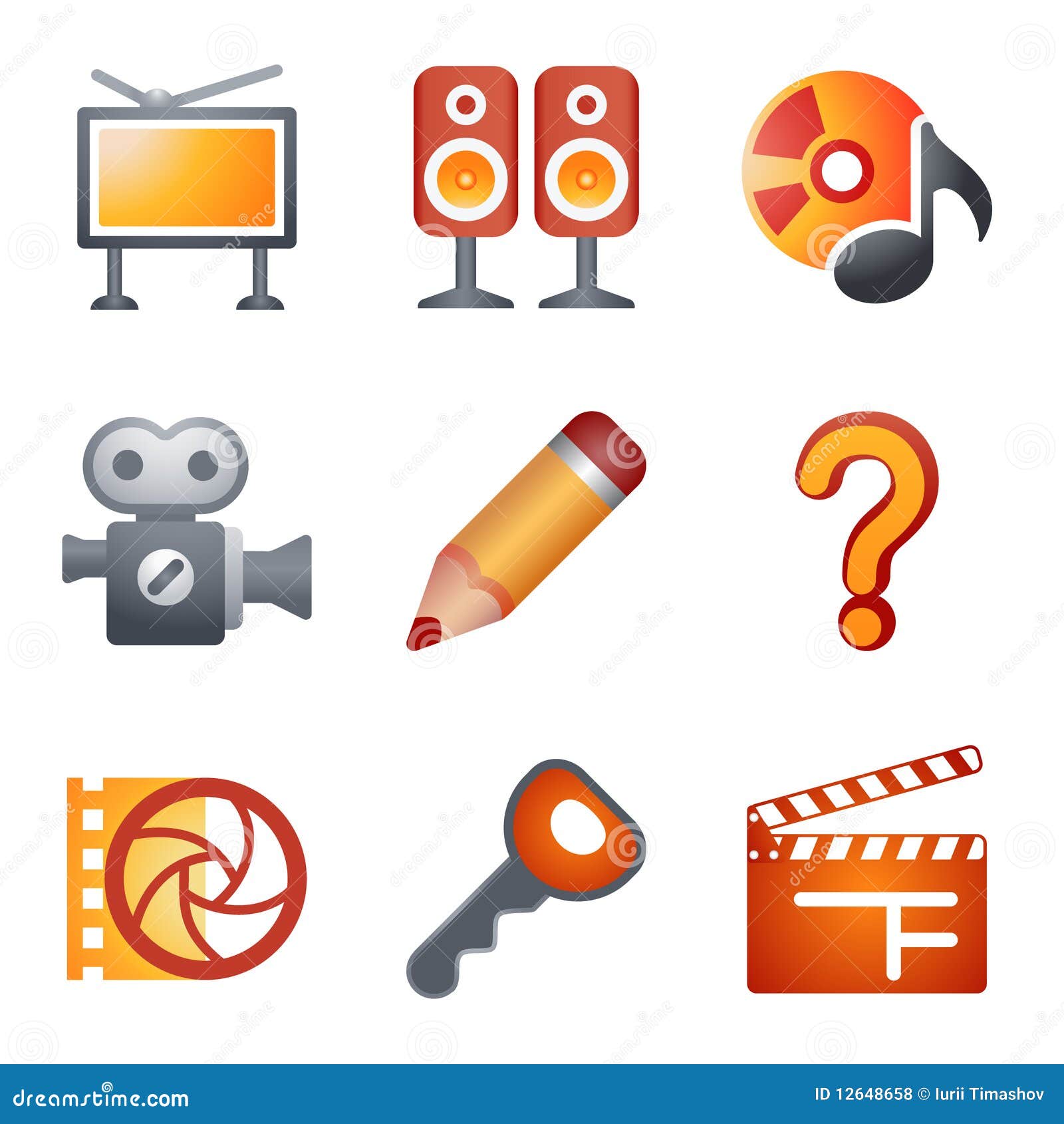 Color icons for website 28 stock vector. Illustration of cinema - 12648658