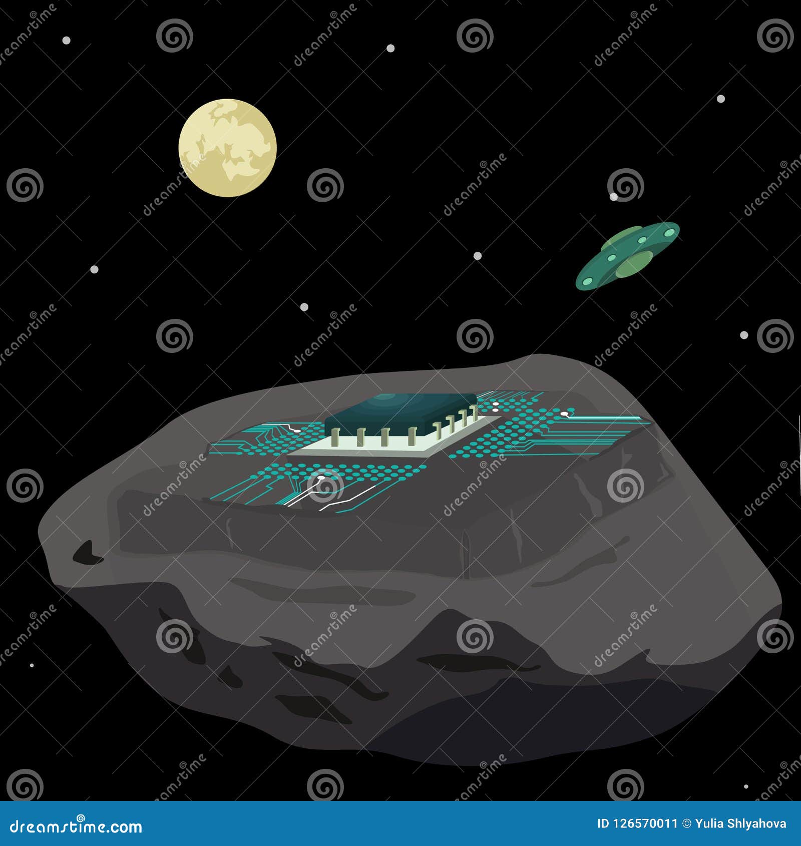 High Performance Chip with Alien Technologies Color Illustration Stock ...