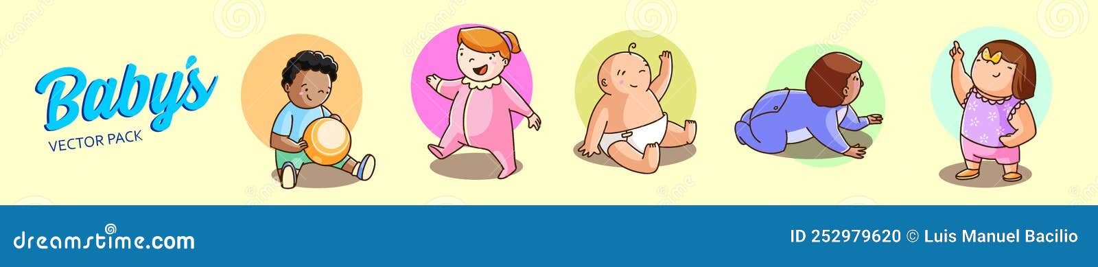 Color Illustration of Babies in Different Positions Stock Vector ...