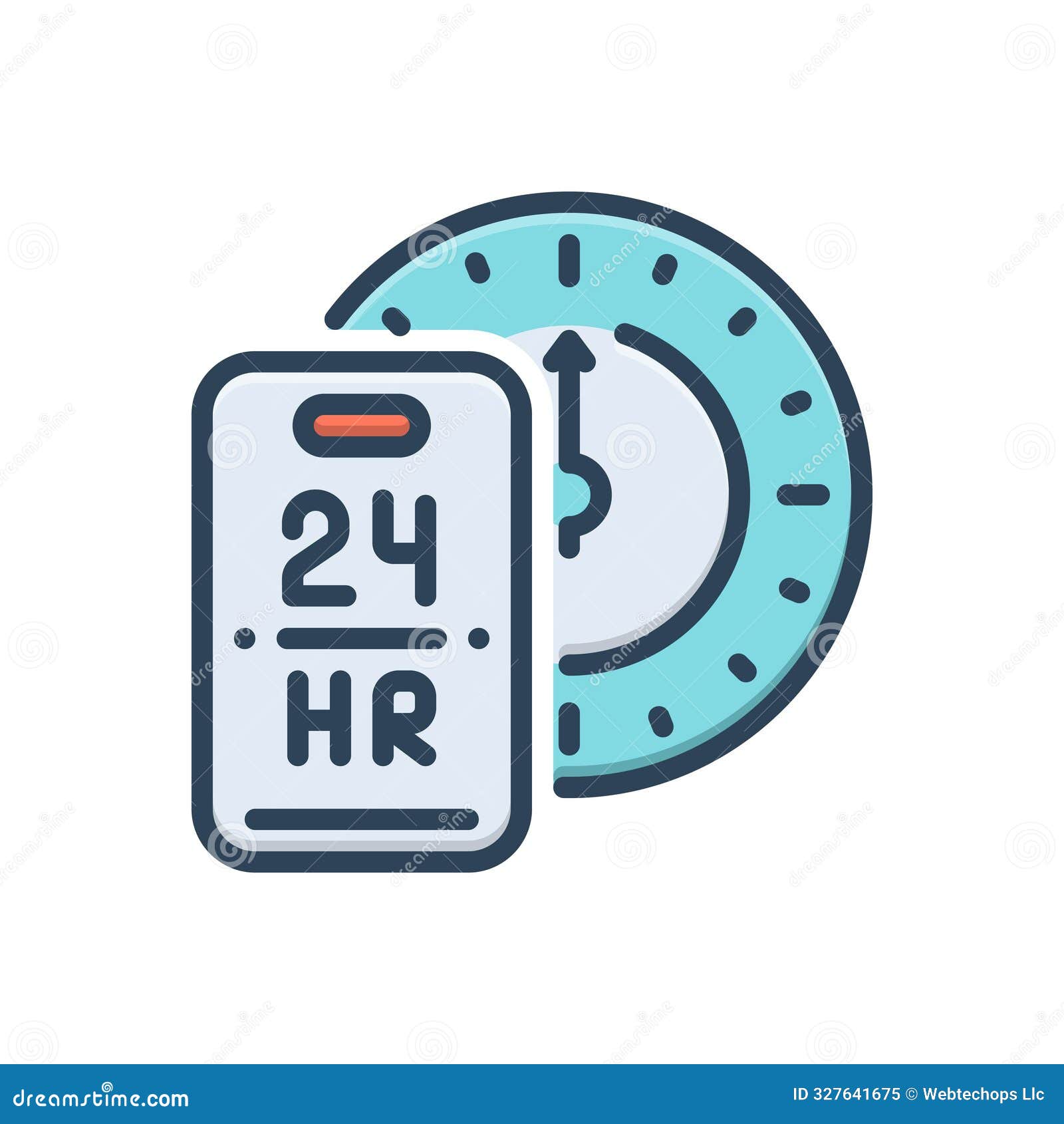 Color Illustration Icon for 24 Hours, Hours and Communication Stock ...