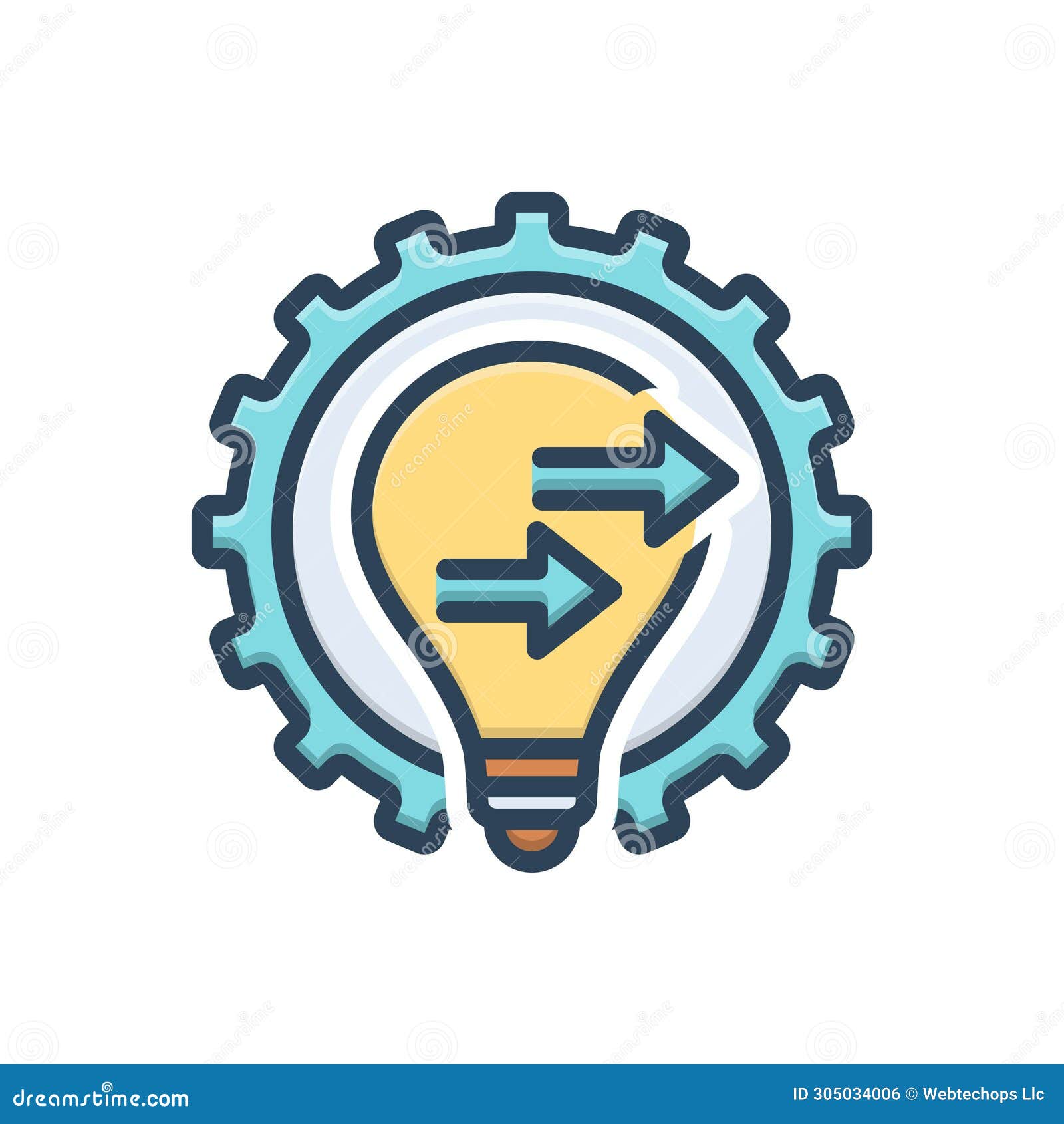 Color Illustration Icon for Implementation, Cogwheel and Develop Stock ...