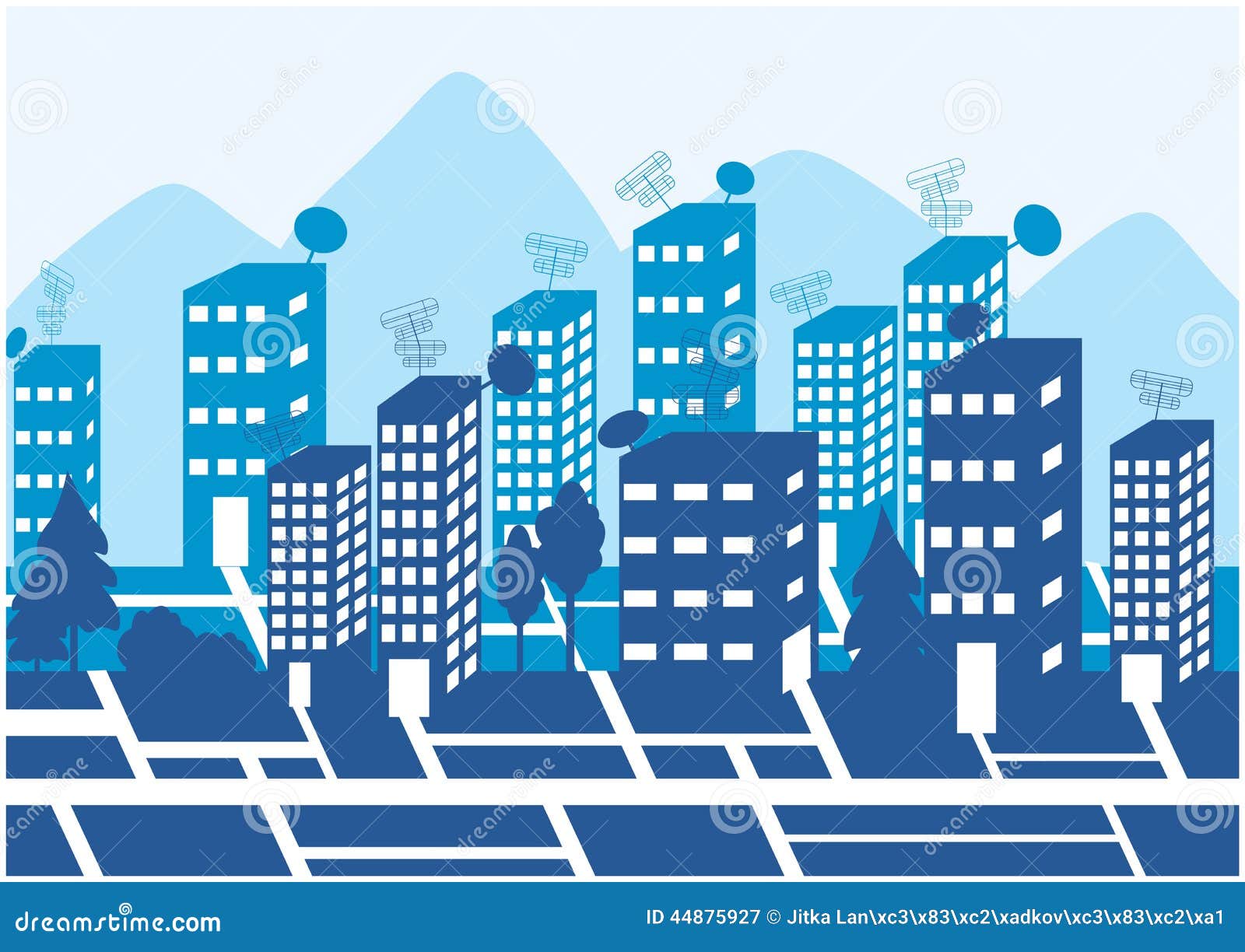 Color Illustration of Skyscrapers Stock Illustration - Illustration of ...