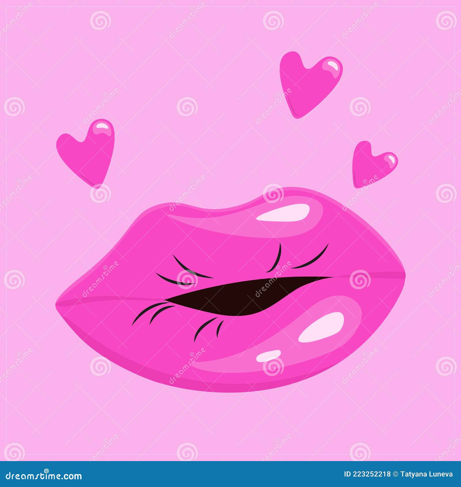 Color Illustration Of Voluminous Plump Lips Bright Tender Lips With