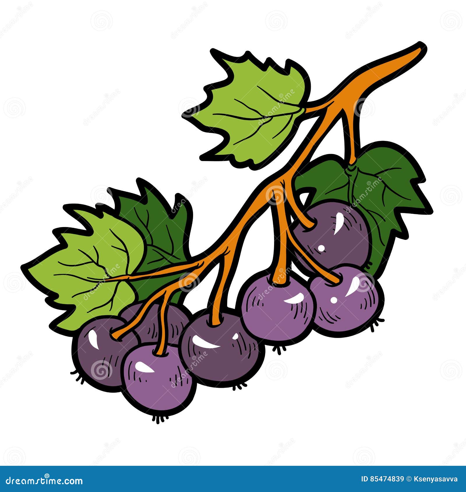 Color Image, Cartoon Berry, Black Currants Stock Vector - Illustration ...