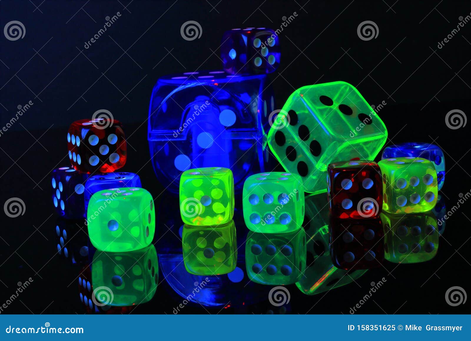 Dice stock image. Image of reflection, games, color - 158351625