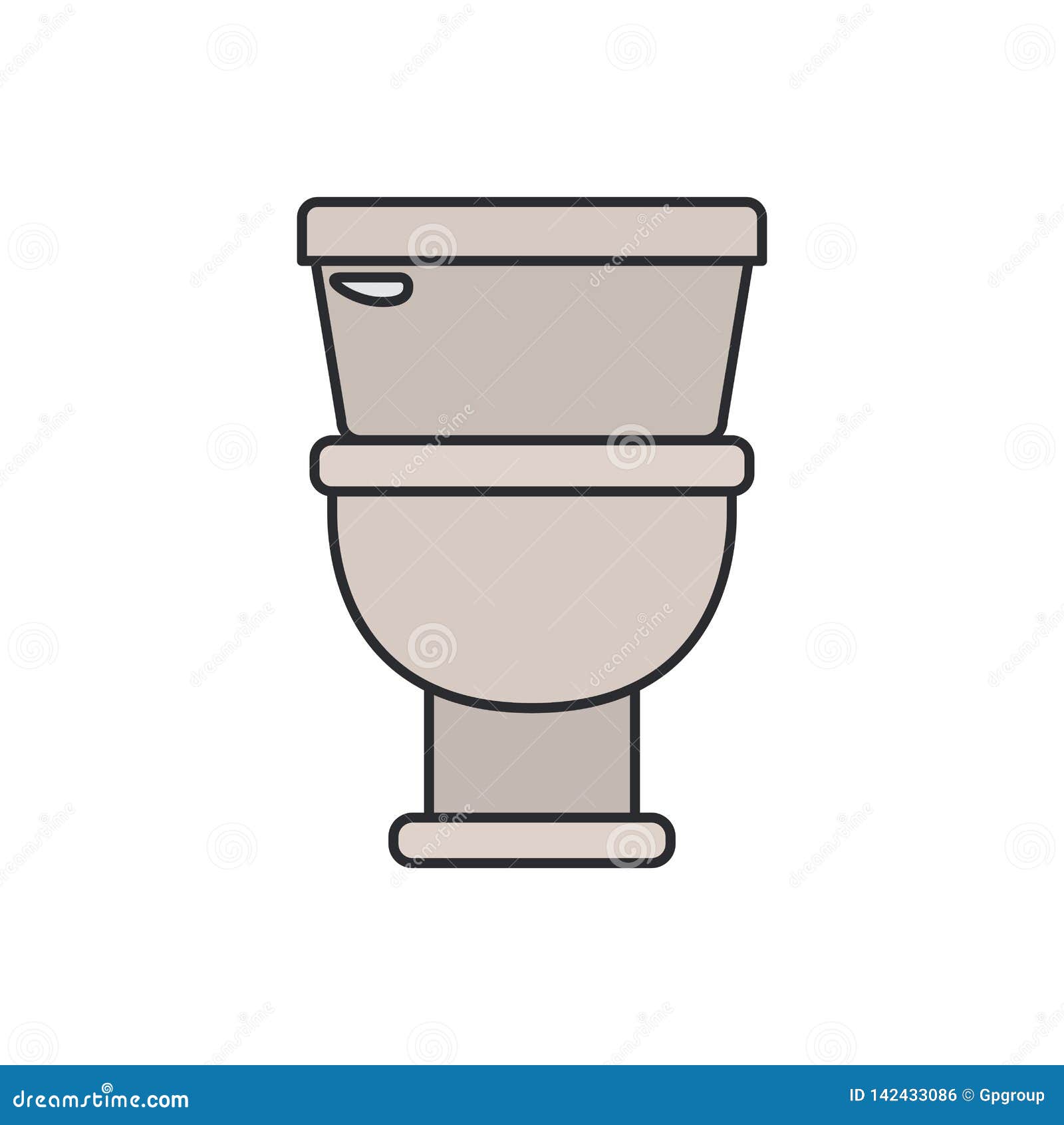 Color Image of Toilet Icon in Front View Stock Vector - Illustration of ...