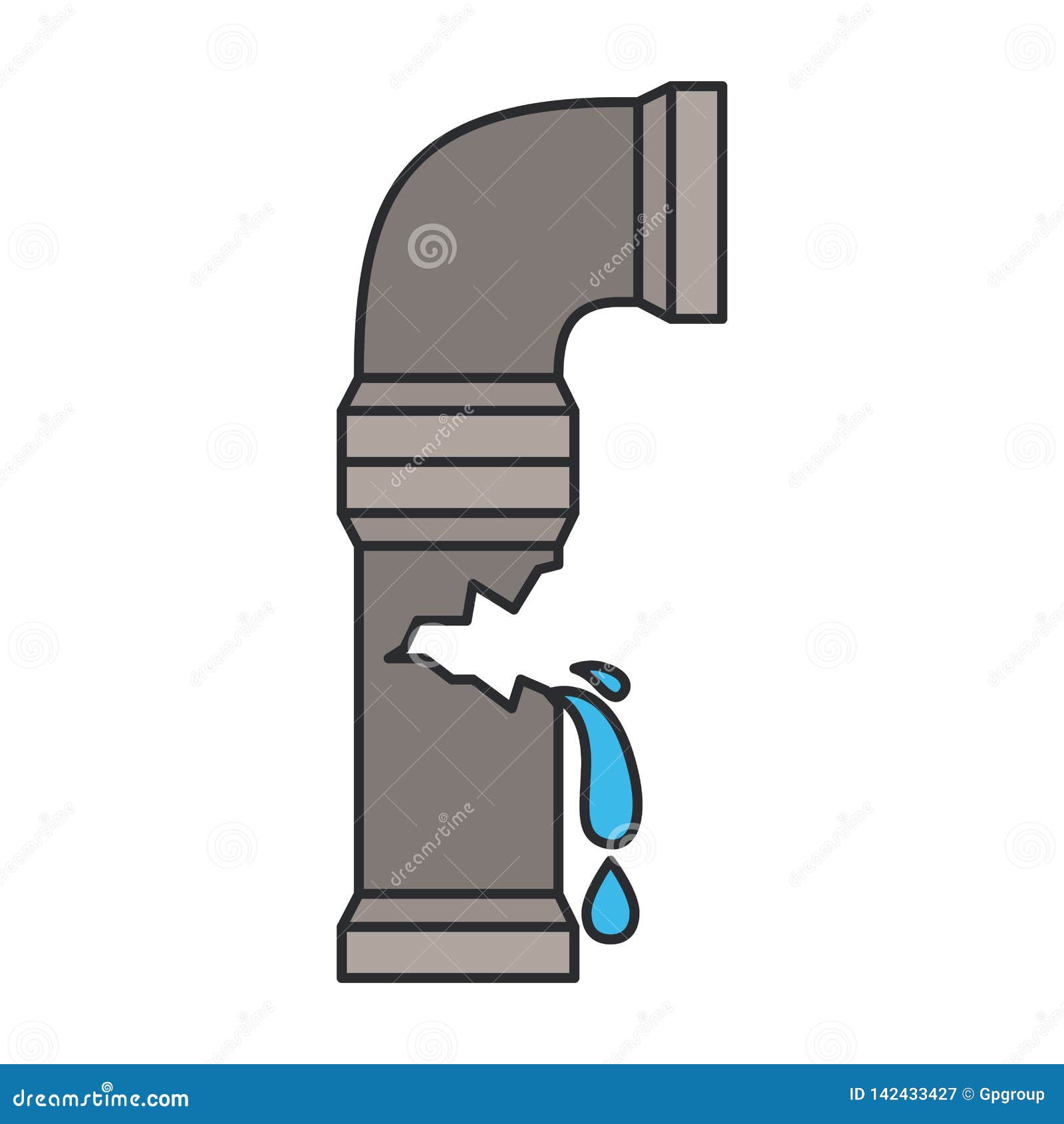 Color Image of Water Pipe Broken Stock Vector - Illustration of kitchen ...