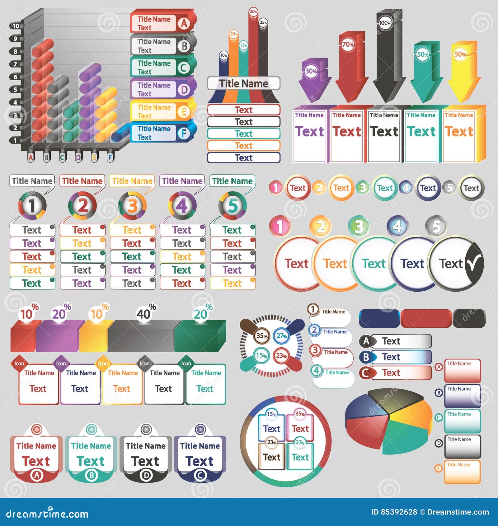 Color Infographics with Different Individual Elements Stock Vector ...