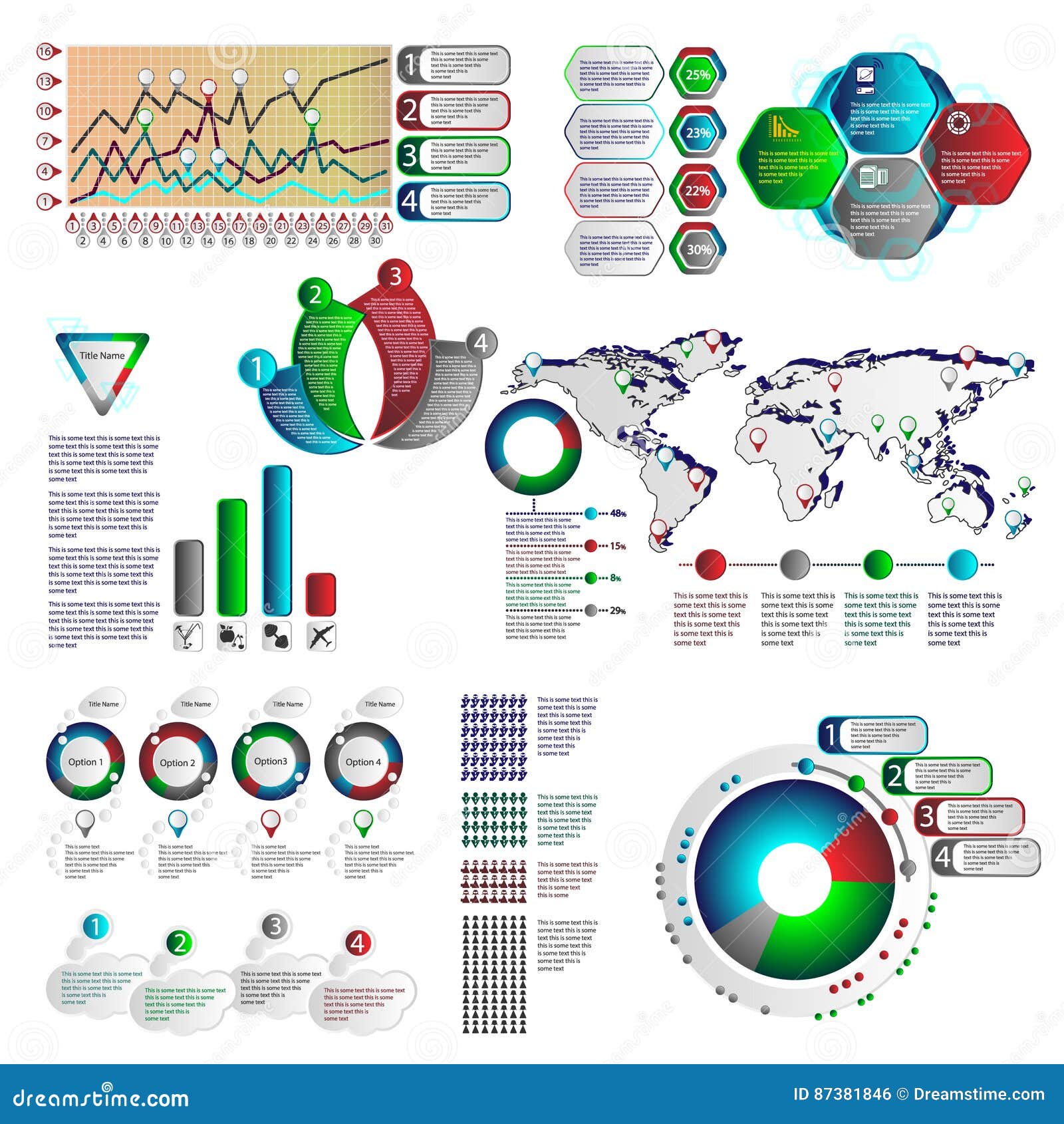 Color Infographics with Different Individual Elements Stock Vector ...