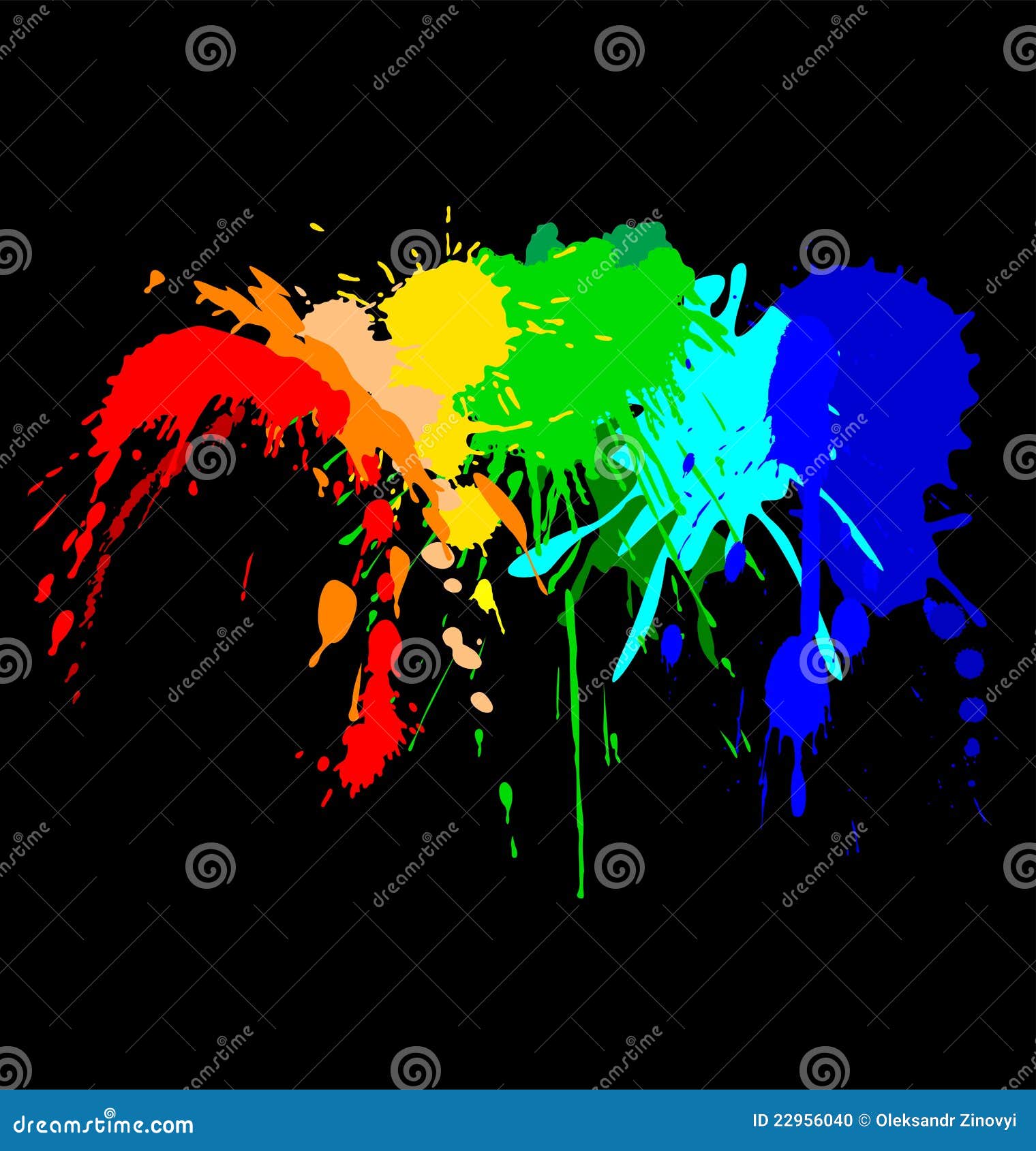 Color Ink Splash on the Black Stock Vector - Illustration of green ...
