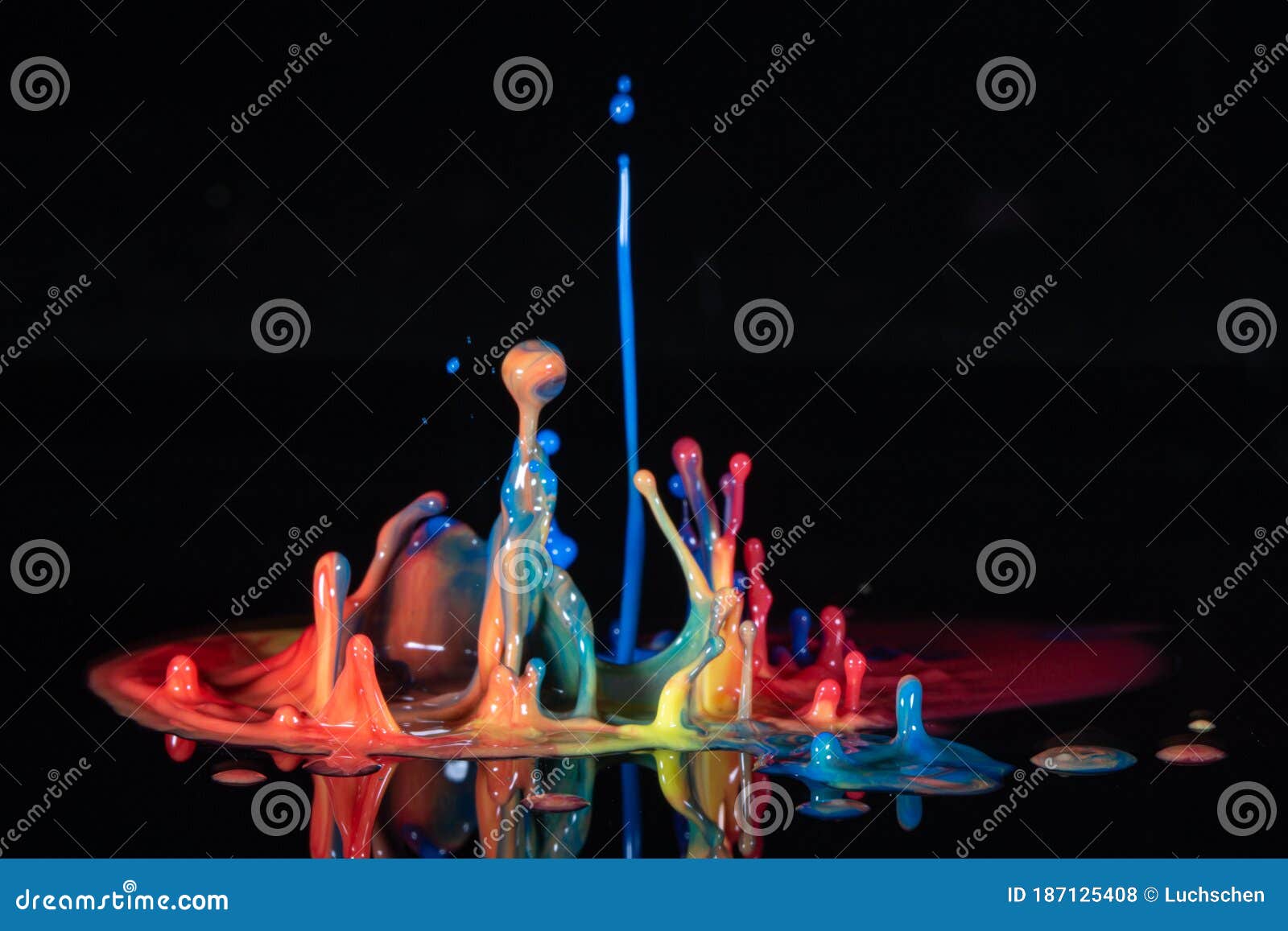 Color Ink Splash on a Black Background Stock Photo - Image of abstract ...