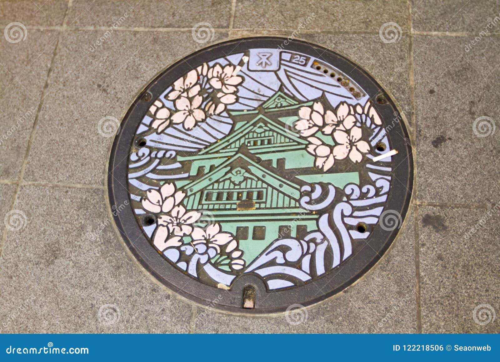 A Color Japanese Sewer Grate Depecting 2010 Stock Photo - Image of ...