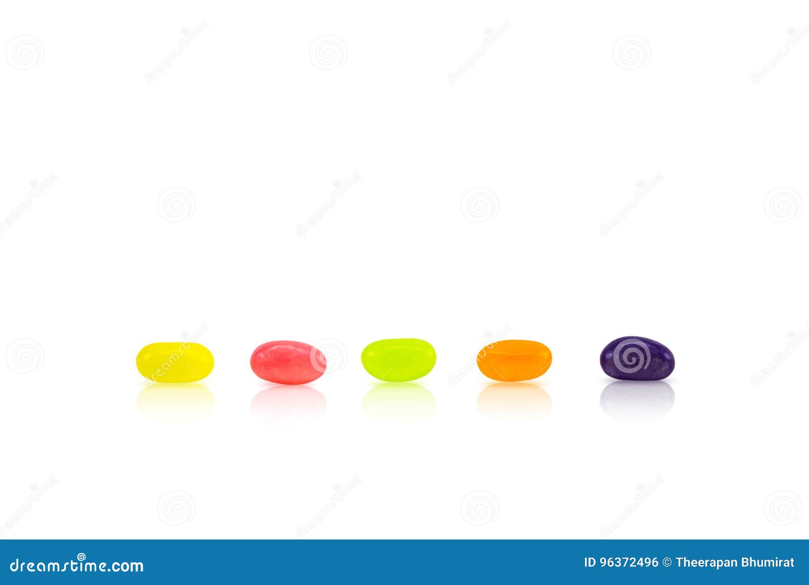 Color Jelly Beans are Lined Up in Rows on White Background Stock Photo ...