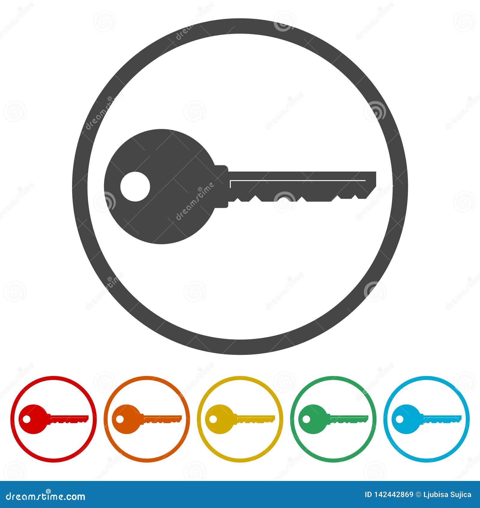 Color key flat sticker set stock vector. Illustration of password ...