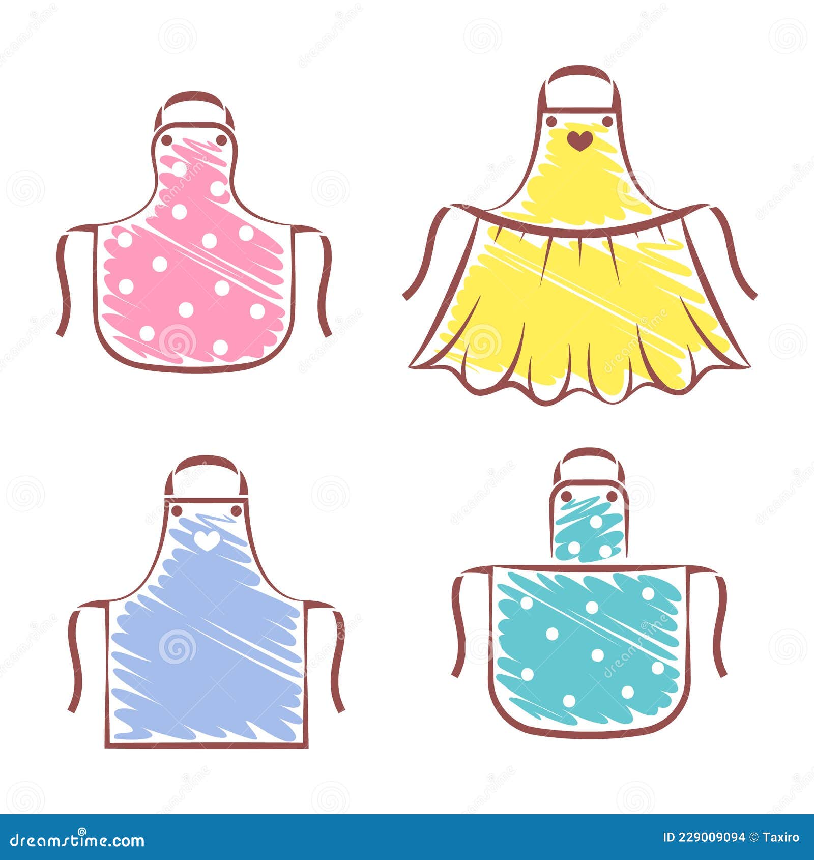 Color Kitchen Aprons of Different Shape Set Stock Vector - Illustration ...