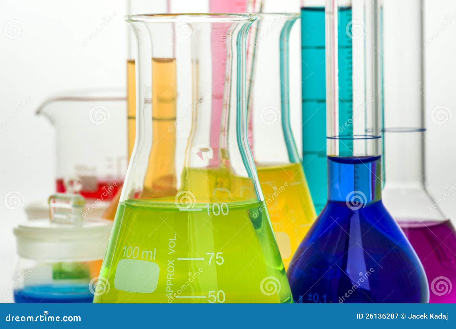 Color laboratory glassware stock image. Image of flask - 26136287