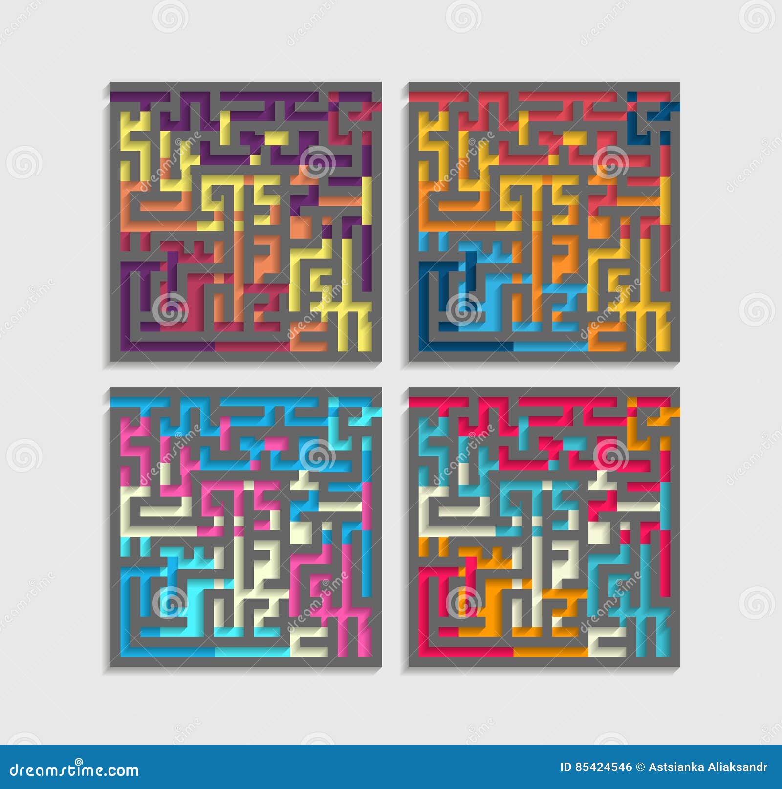 Color Labyrinth with Shadow Stock Vector - Illustration of labyrinth ...