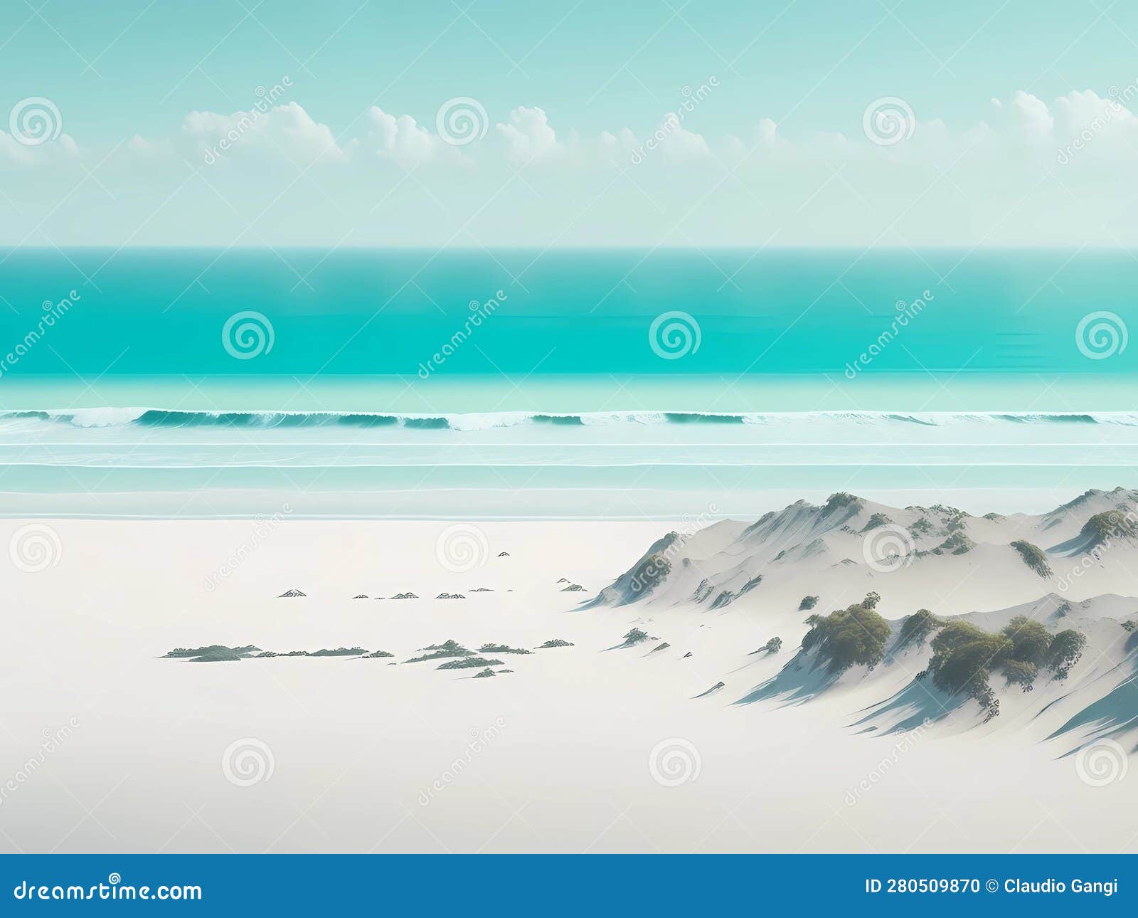 Color Landscape with Beach and Ocean Minimalistic Stock Illustration ...