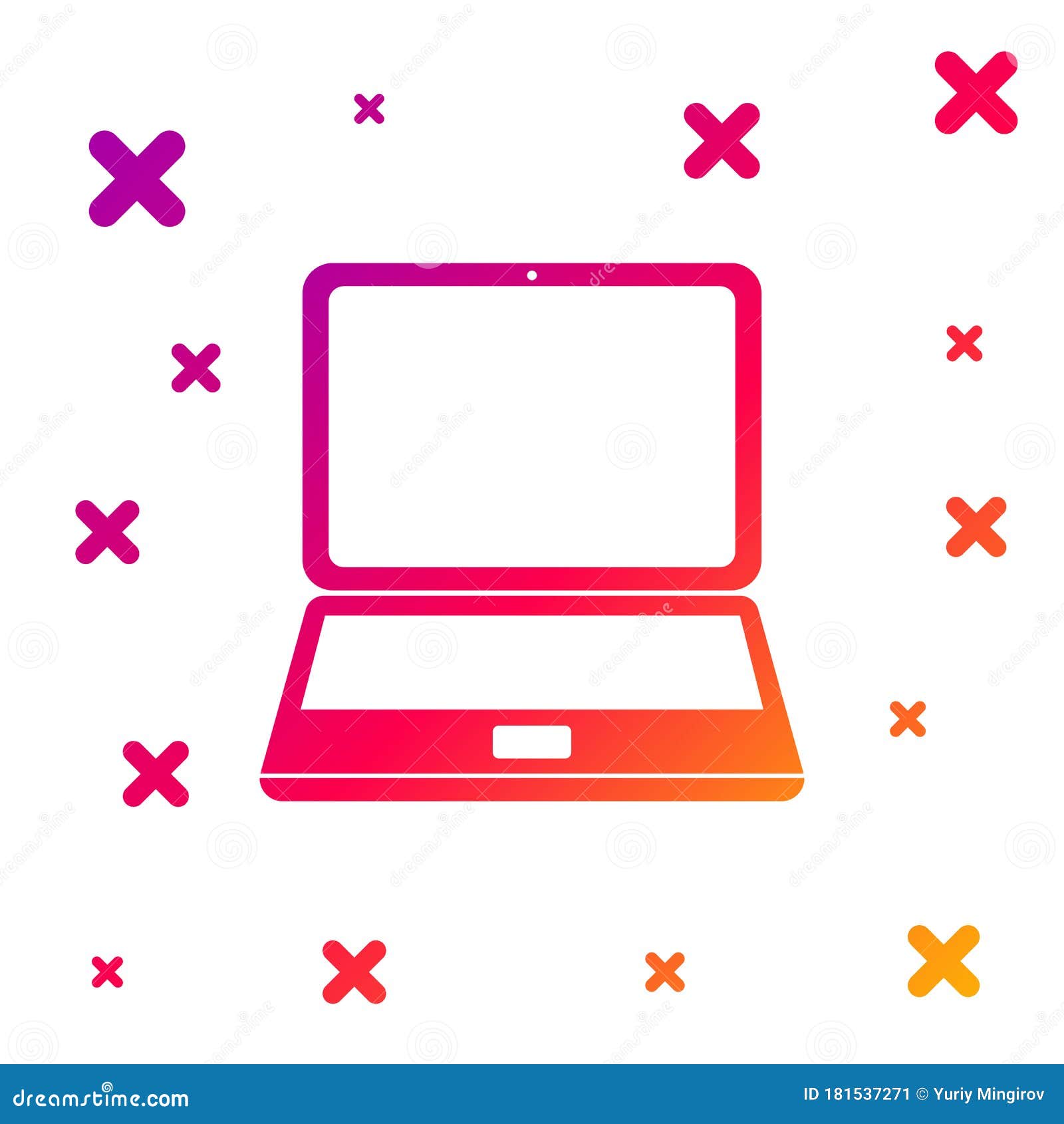 Color Laptop Icon Isolated on White Background. Computer Notebook with ...