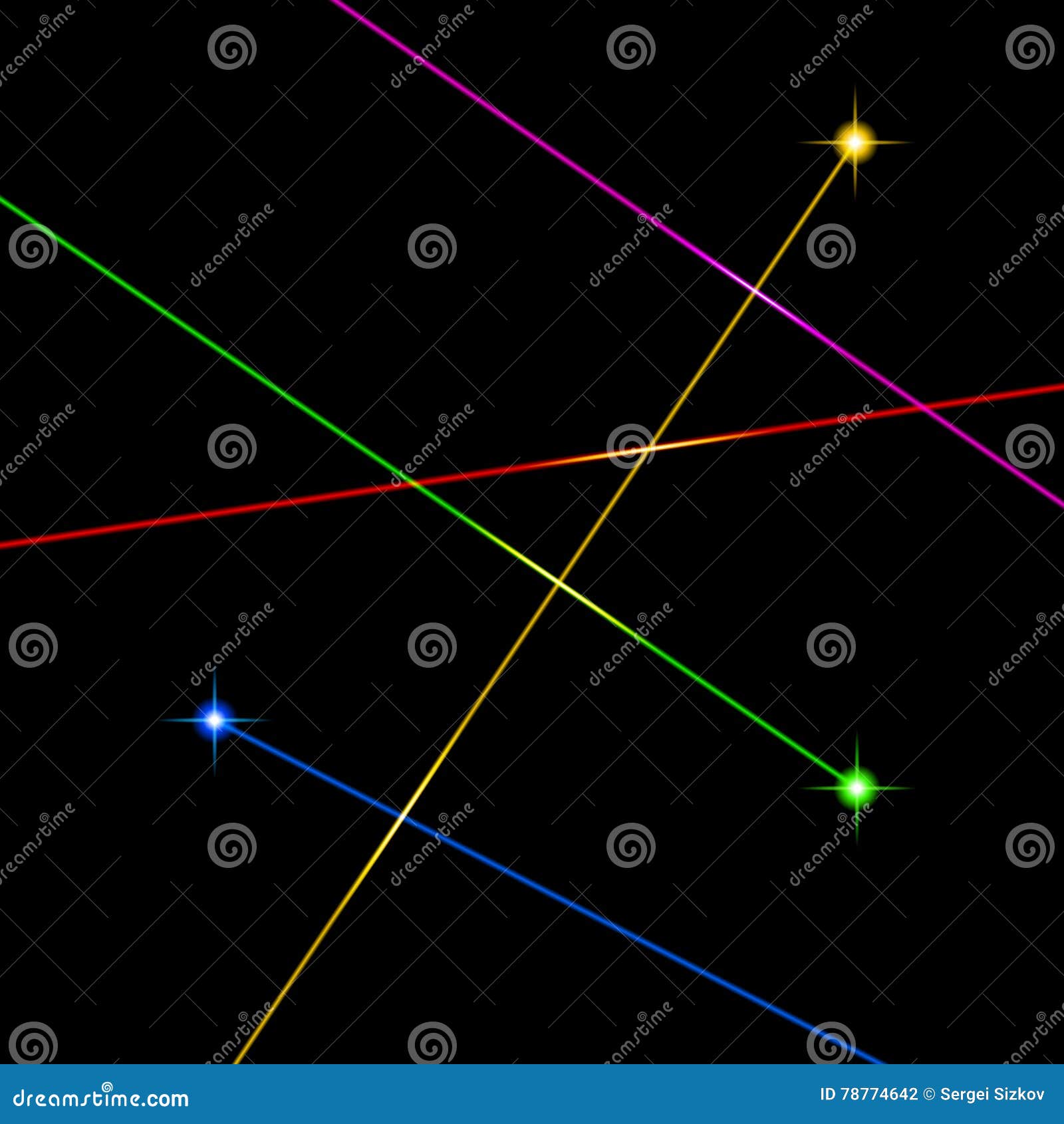 Color Laser Light Set on Black Background. Vector Stock Vector ...