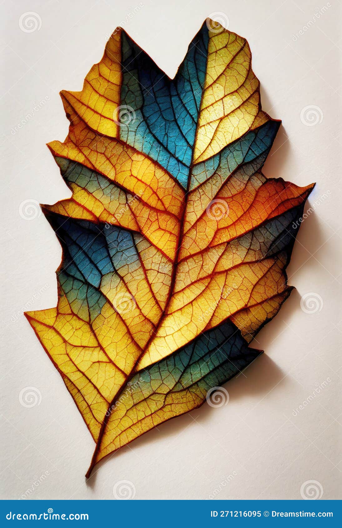 Color Leaf on a White Background. Digital Art. Stock Illustration ...