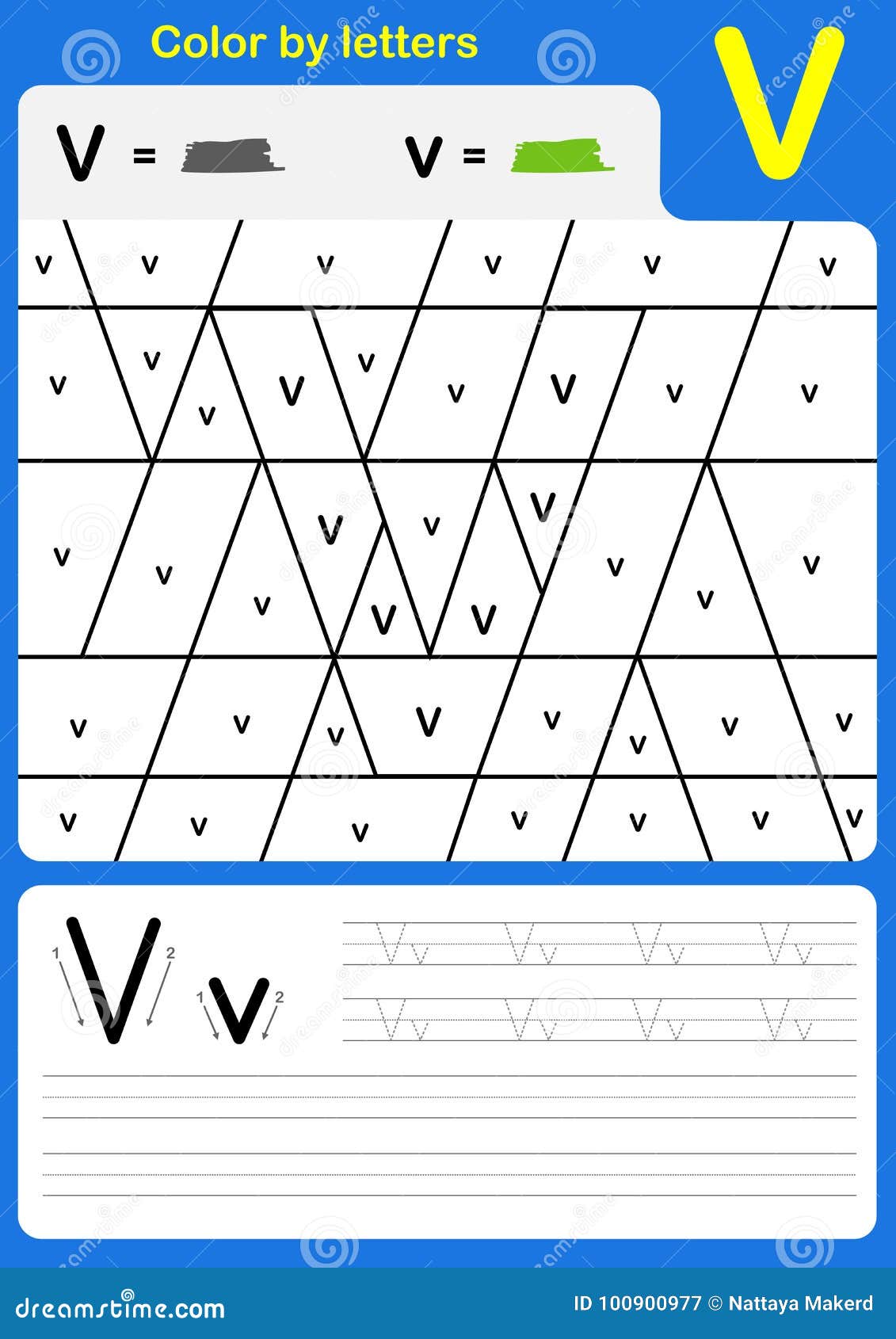 Color by Letter Alphabet Worksheet - Color and Writing Stock Vector ...