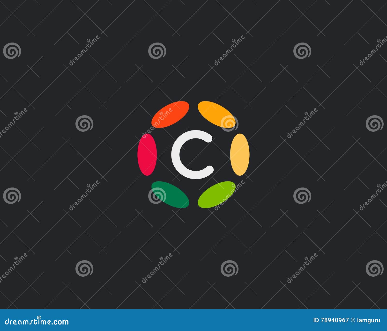 Color Letter C Logo Icon Vector Design. Hub Frame Logotype Stock Vector ...