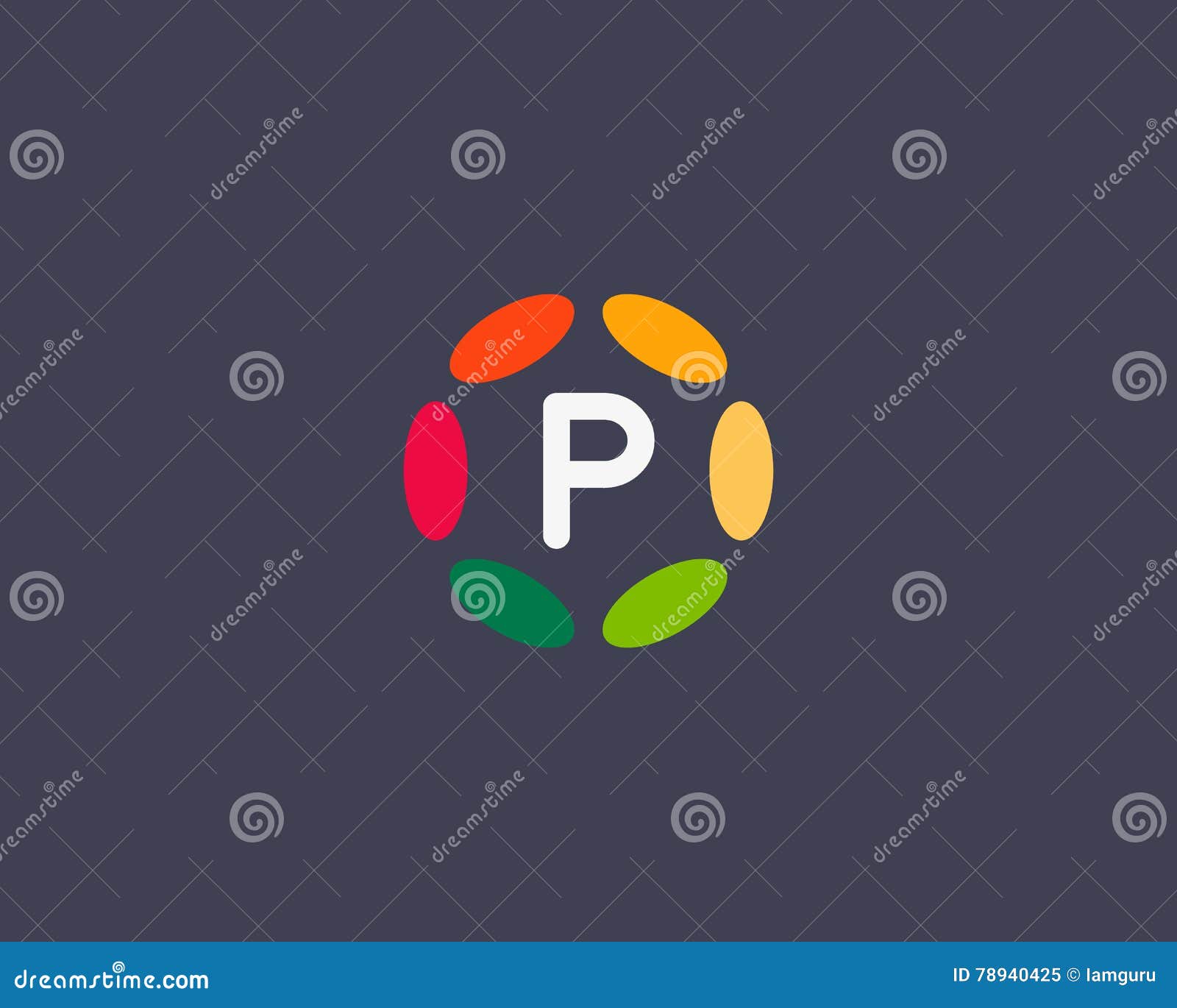 Color Letter P Logo Icon Vector Design. Hub Frame Logotype Stock Vector ...
