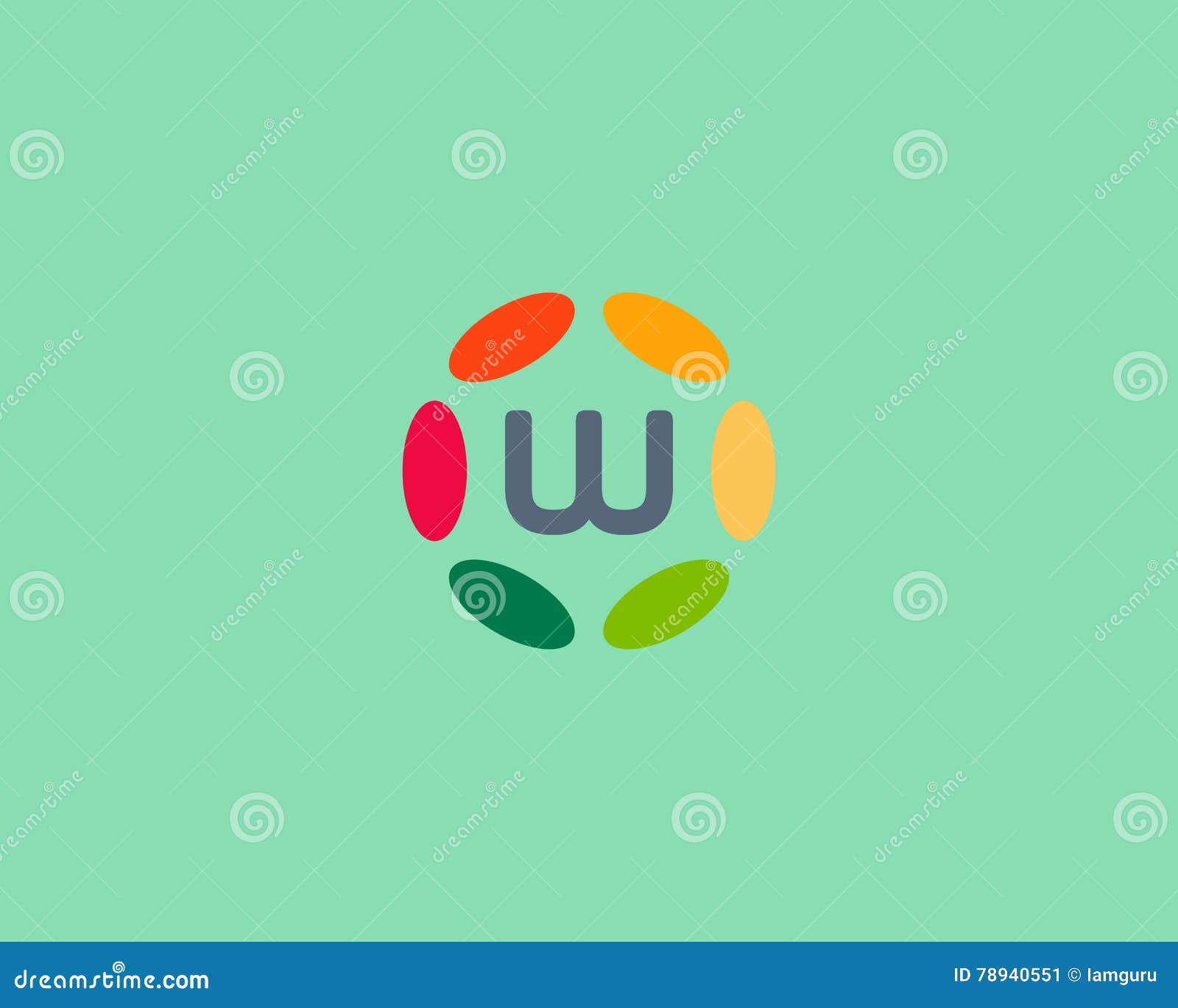 Color Letter W Logo Icon Vector Design. Hub Frame Logotype Stock Vector ...
