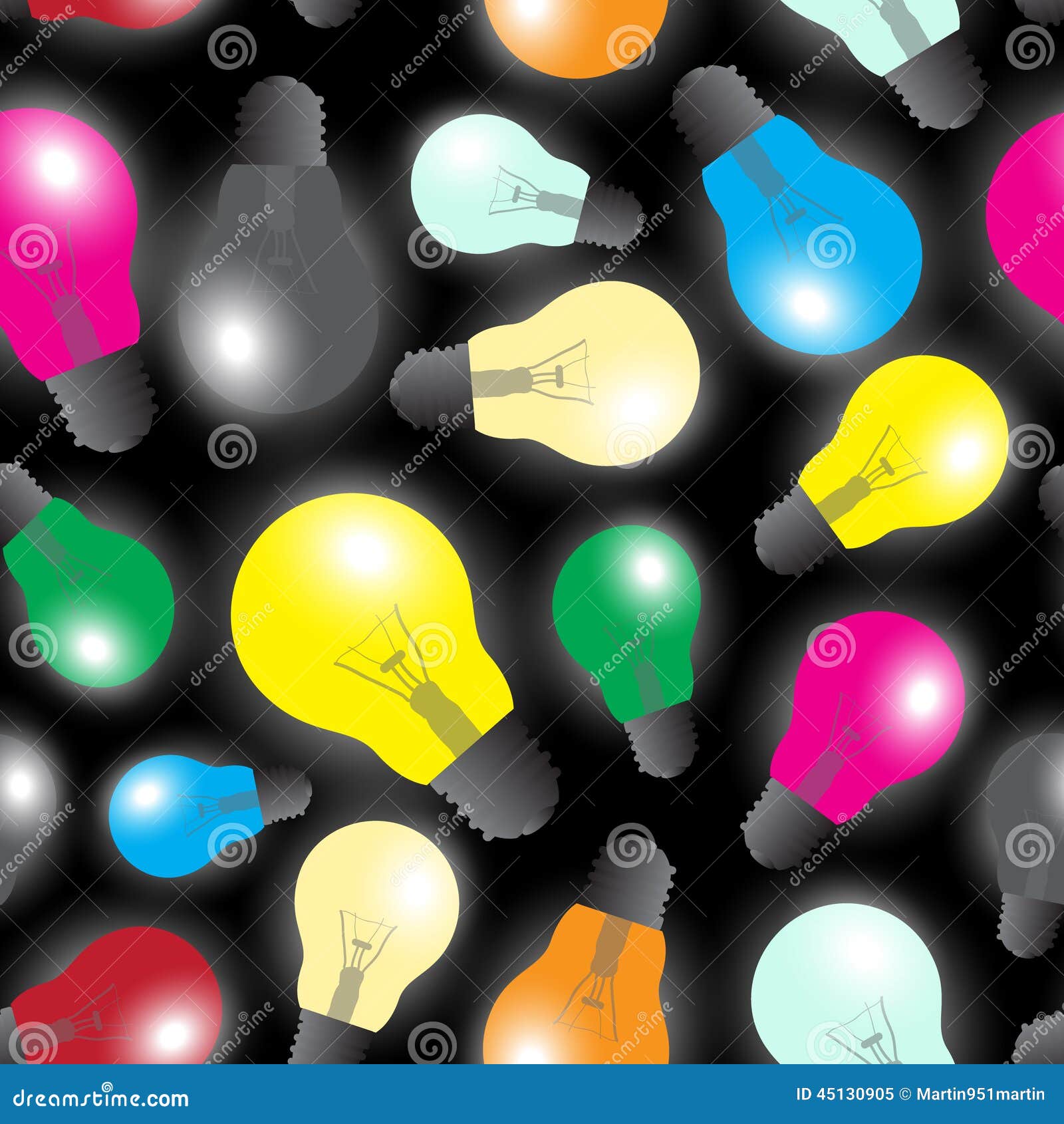 Color Light Bulbs - Light Source Seamless Pattern Stock Vector ...