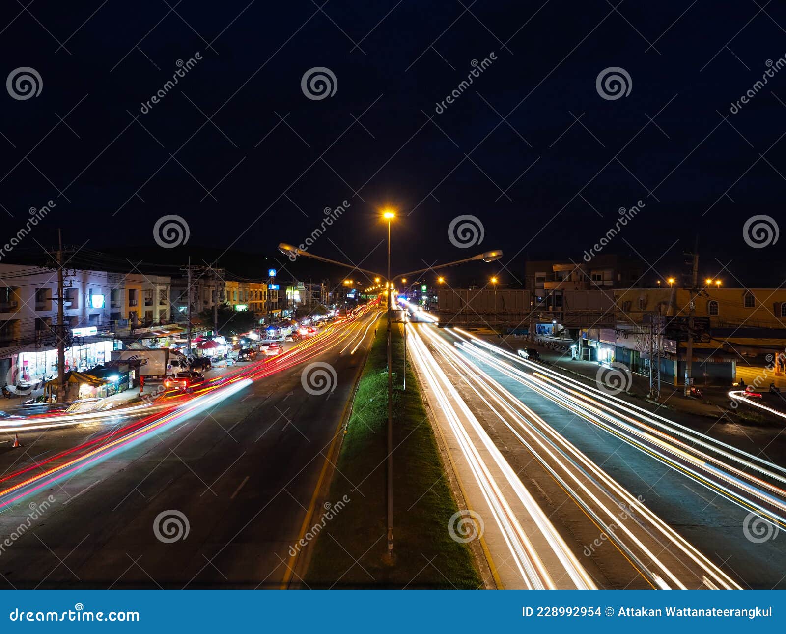 Color Light from Car Lights Running on the Street at Night Editorial ...