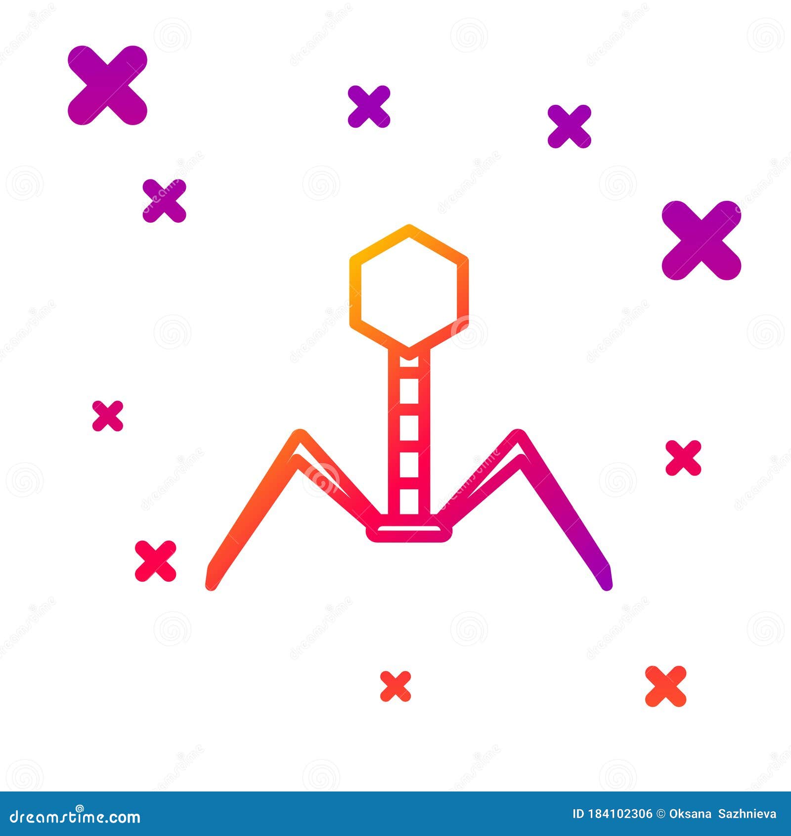 Color Line Bacteria Bacteriophage Icon Isolated On White Background