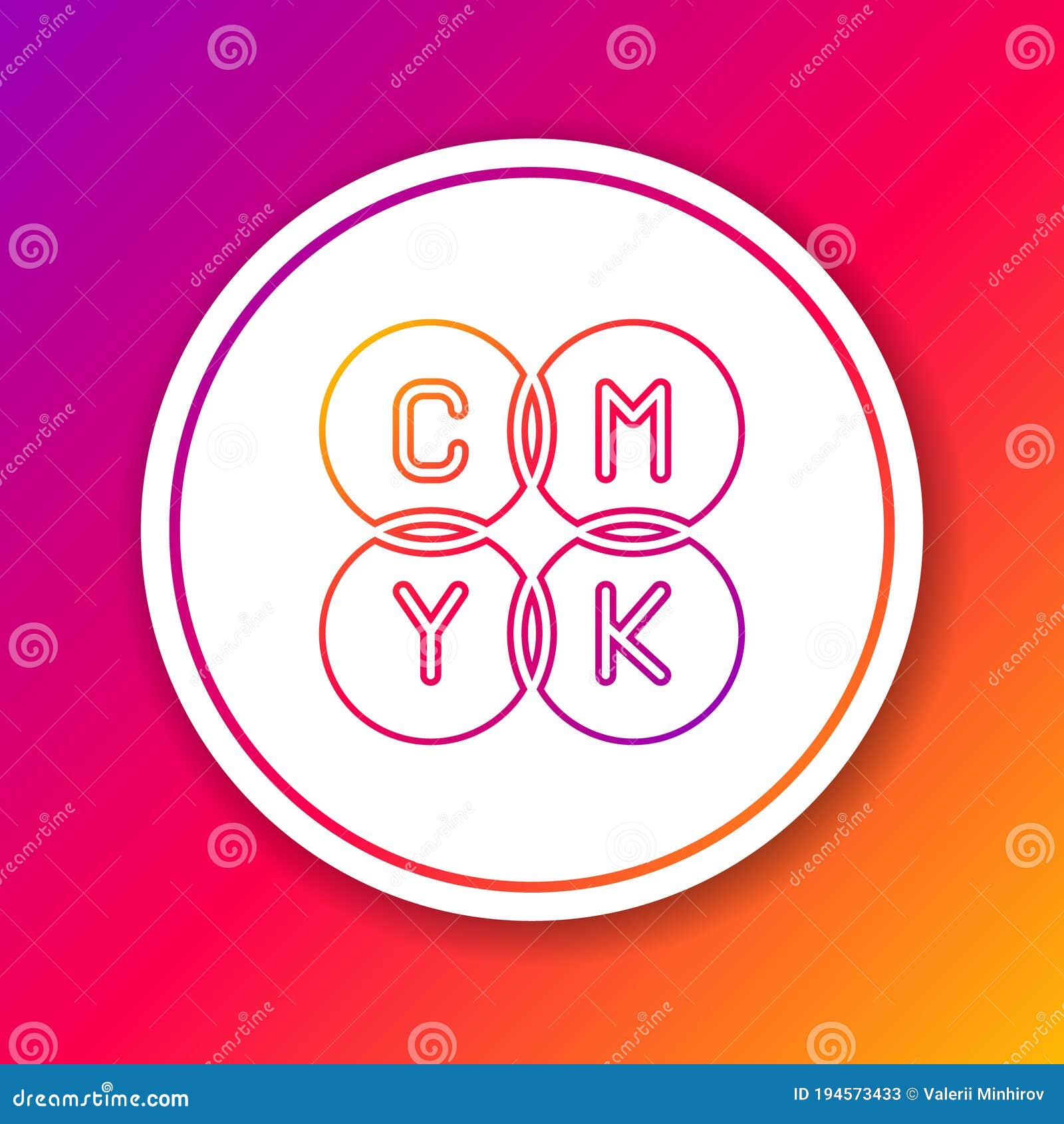 Color Line CMYK Color Mixing Icon Isolated On Color Background. Circle ...