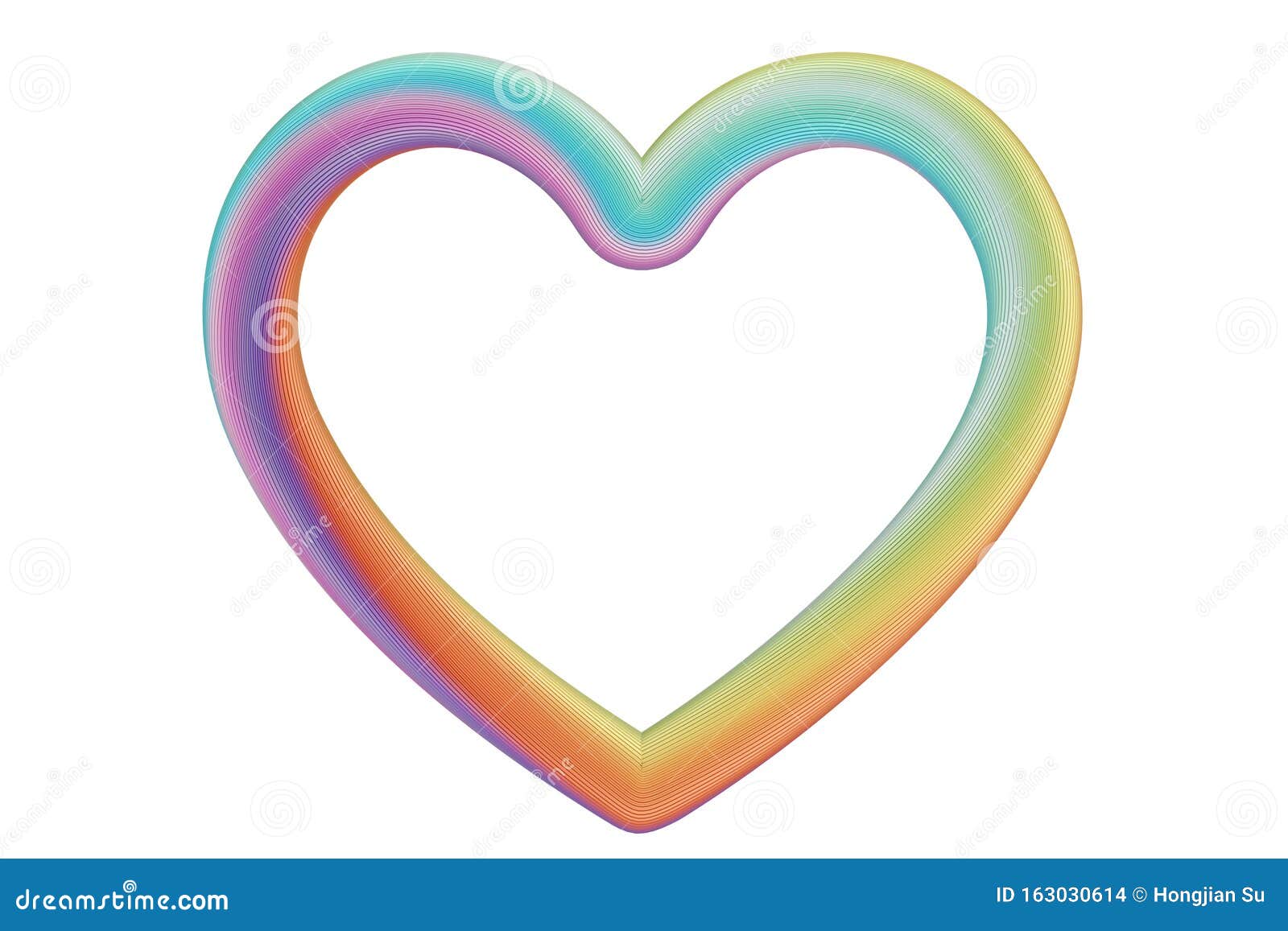 Color Line Heart Isolated on White Background. 3d Illustration Stock ...