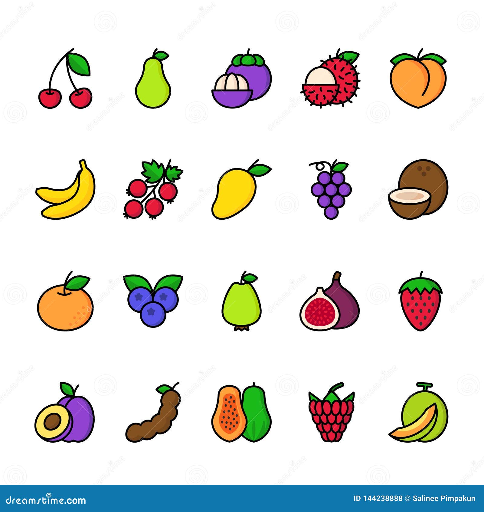 Color Line Icon Set of Fruits Stock Illustration - Illustration of ... Color Line Icon Set of Fruits Stock Illustration - Illustration of ...