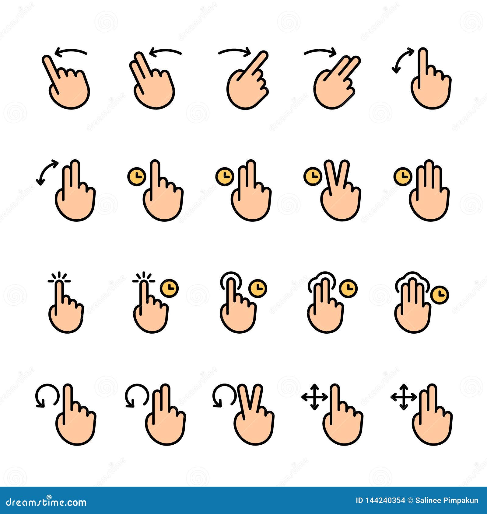 Color Line Icon Set of Touch Gestures Stock Illustration - Illustration ... Color Line Icon Set of Touch Gestures Stock Illustration - Illustration ...