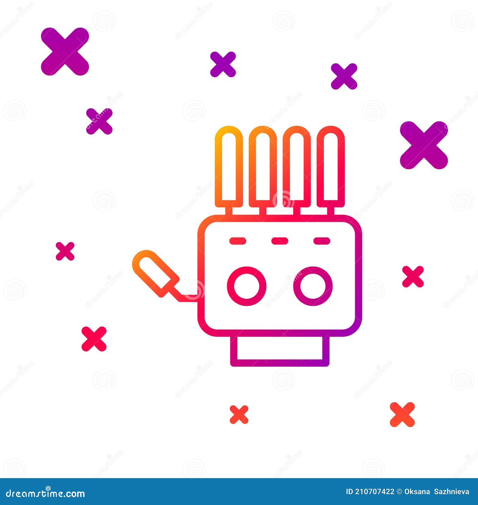 Color Line Mechanical Robot Hand Icon Isolated on White Background ...