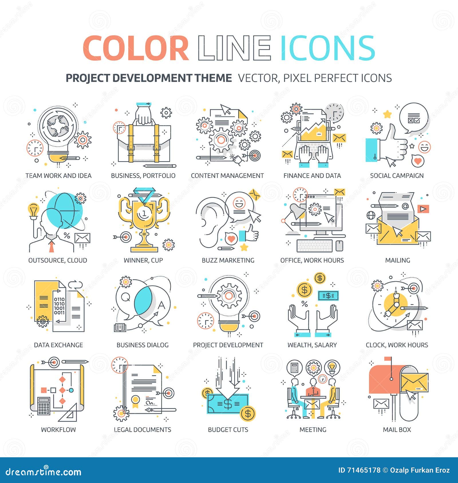 Color Line, Project Development Concept Illustrations, Icons Stock ...