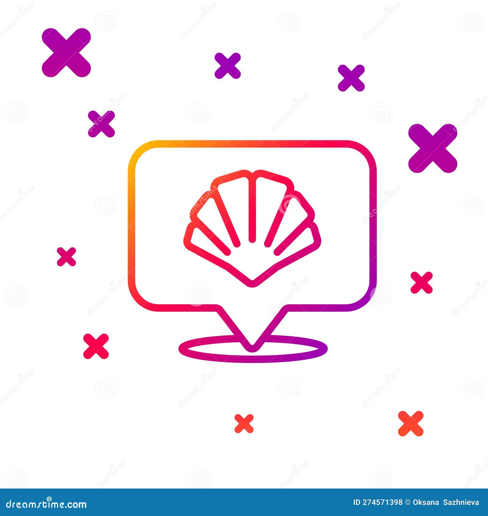 Color Line Scallop Sea Shell Icon Isolated on White Background ...