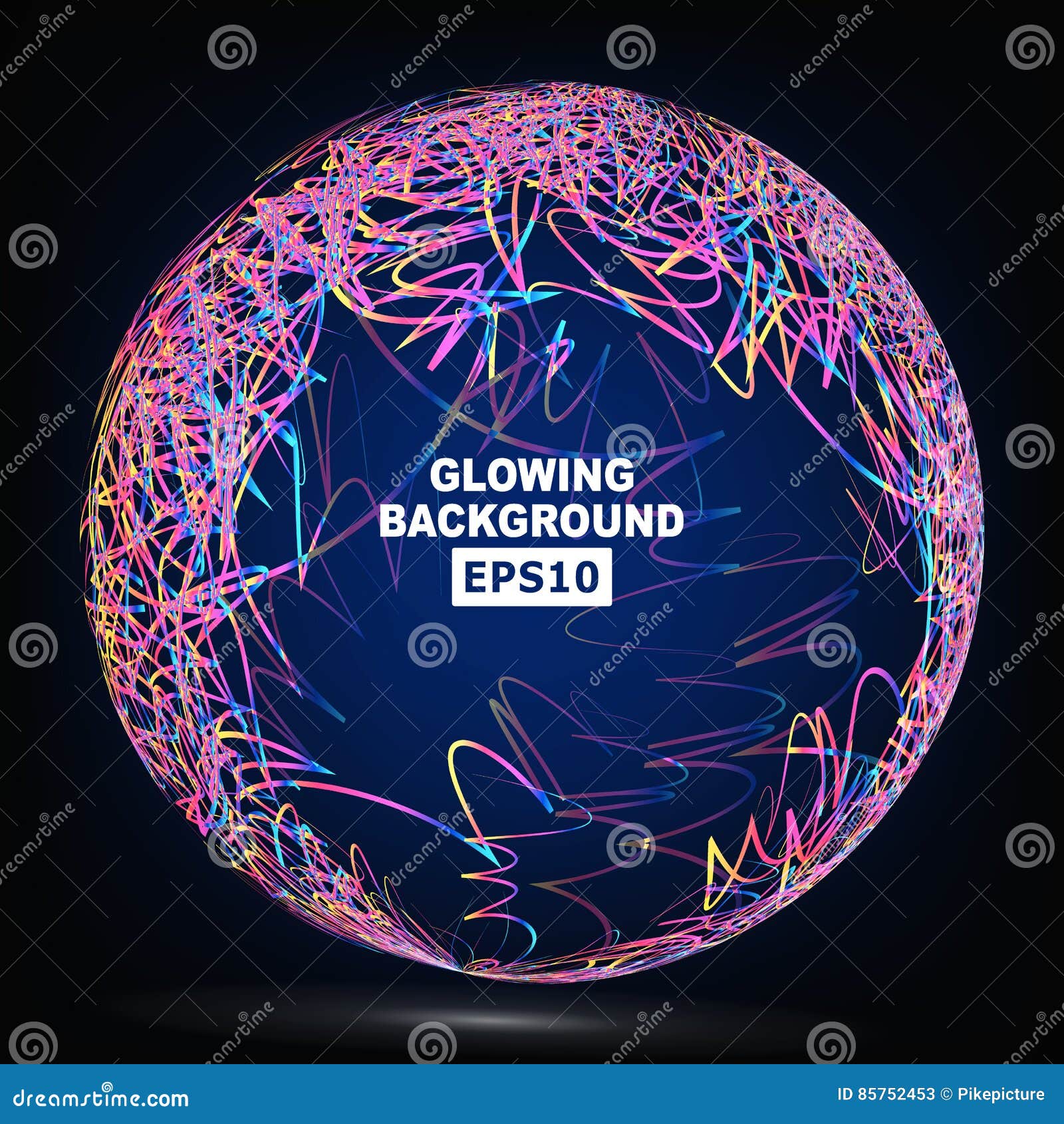 Color Lines Sphere Composition Vector. Glowing Abstract Background ...
