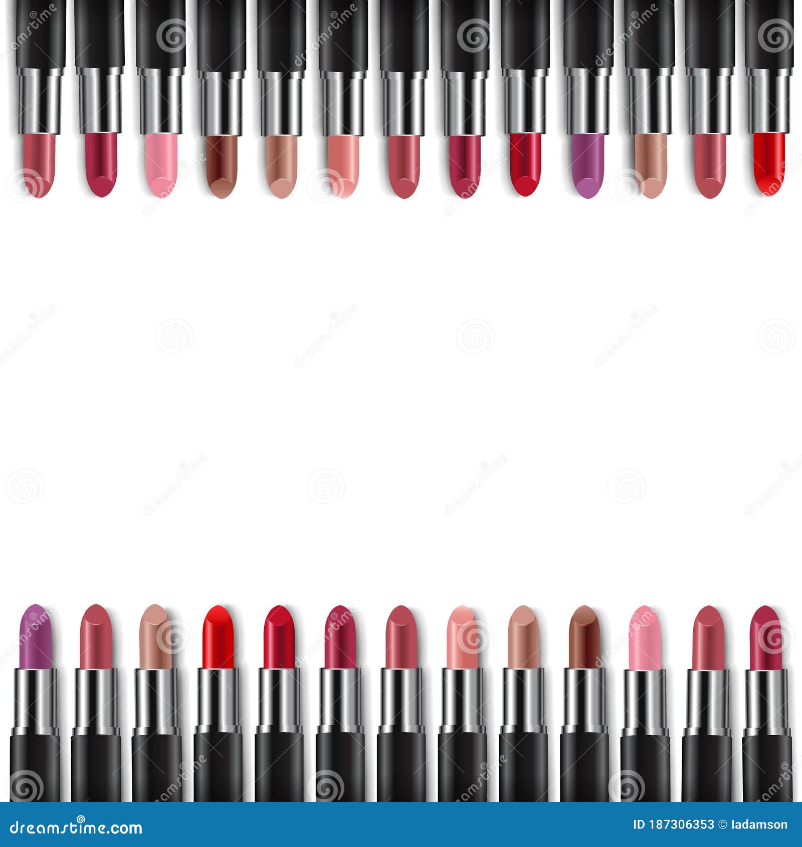 Color Lipsticks Border White Background Stock Vector - Illustration of ...