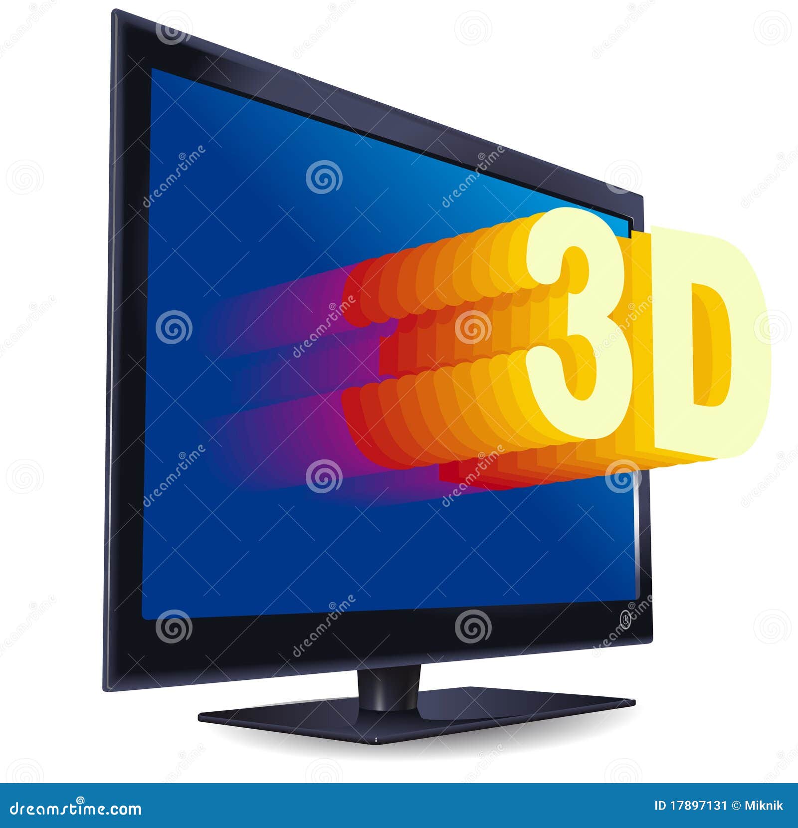 Color Liquid-crystal 3D TV-set Stock Vector - Illustration of white ...