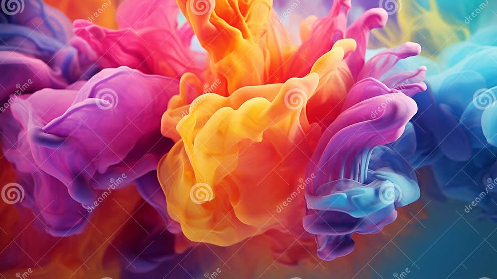 Multi Color Liquid Ink Splash Abstract Background AI Stock Illustration ...