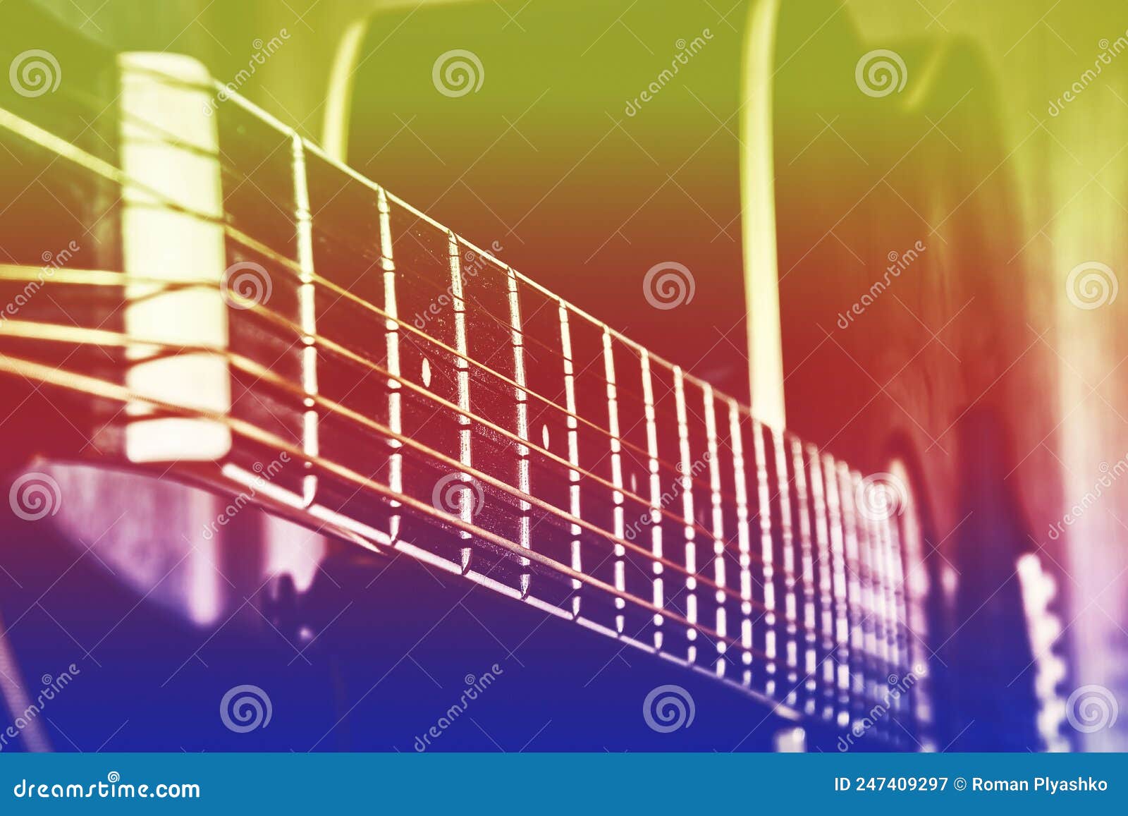 Color-lit Guitar. Stretched Guitar Strings Stock Image - Image of ...